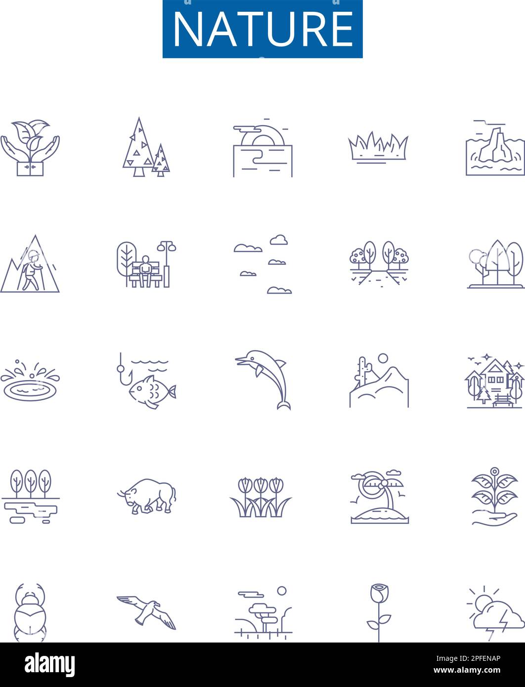 Nature line icons signs set. Design collection of Nature, Landscape ...