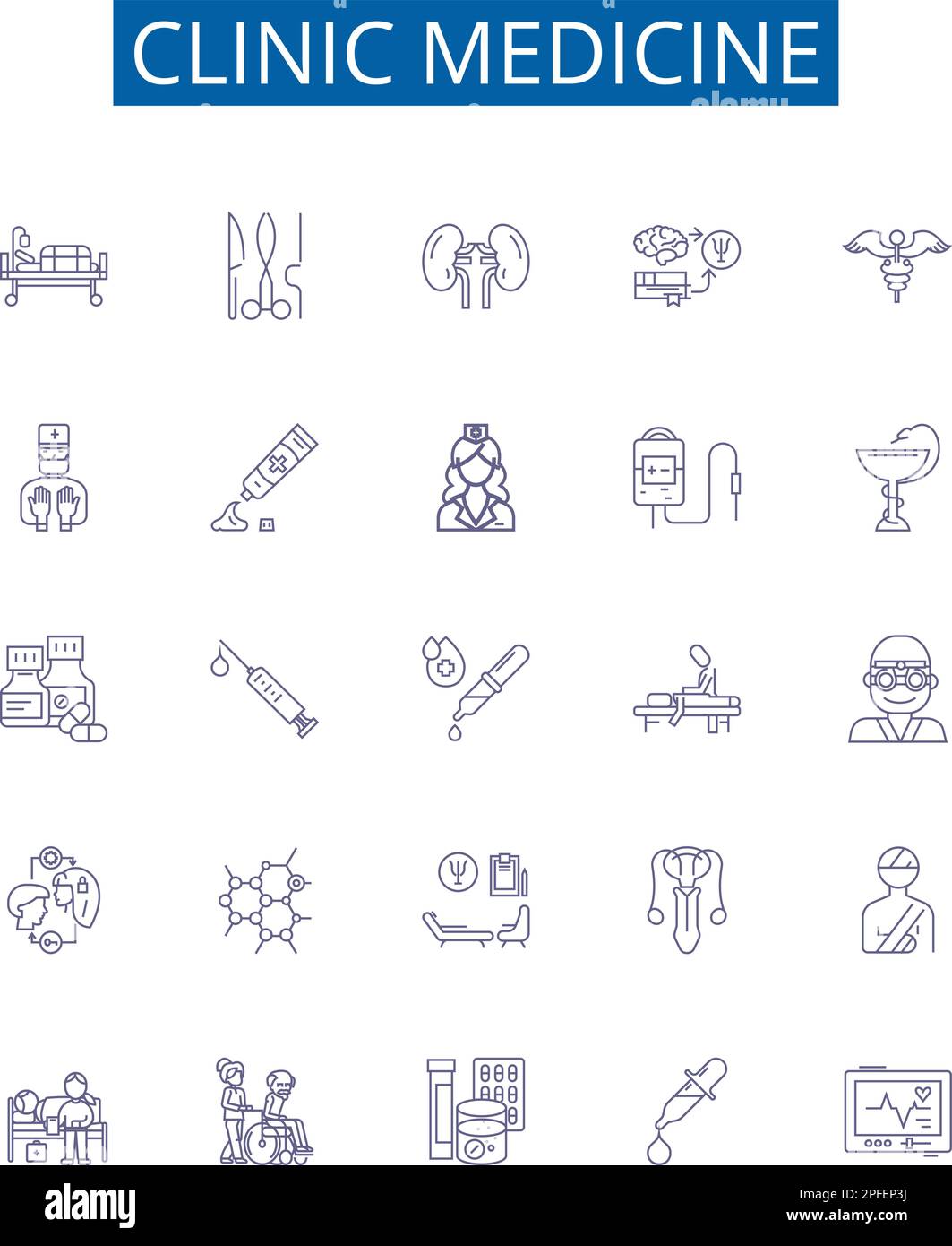 Clinic medicine line icons signs set. Design collection of Clinic ...