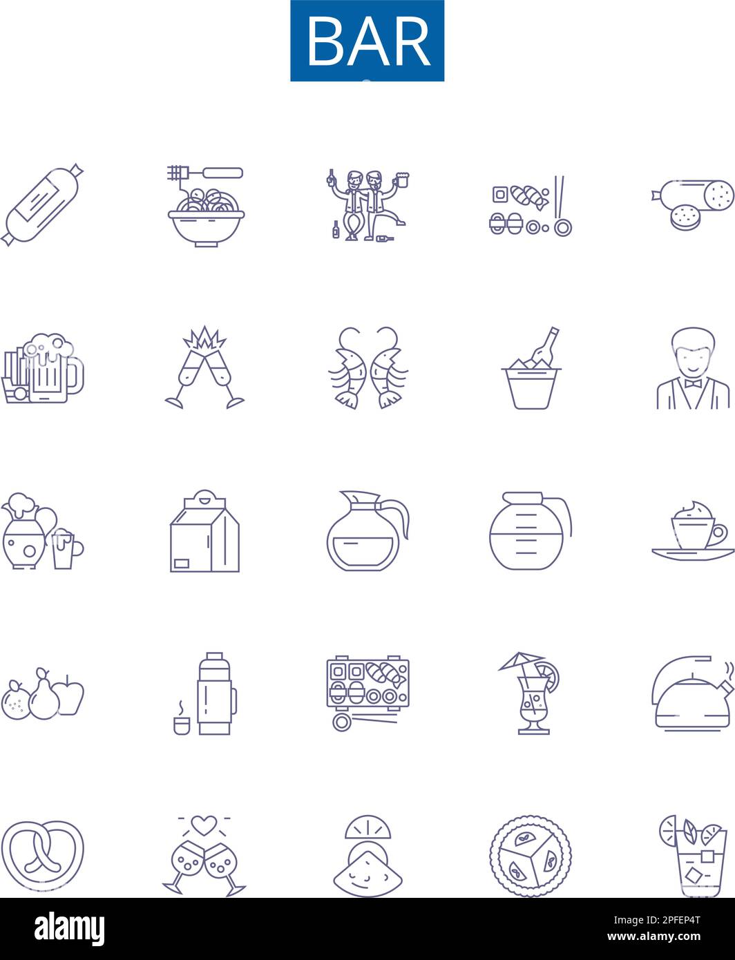 Bar line icons signs set. Design collection of Pub, Tavern, Saloon ...