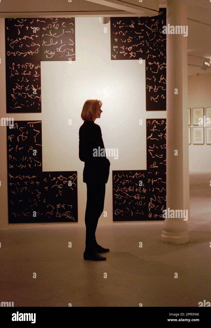 Julie Henning of Brookline, Mass., views Susan Hiller's artwork called ...