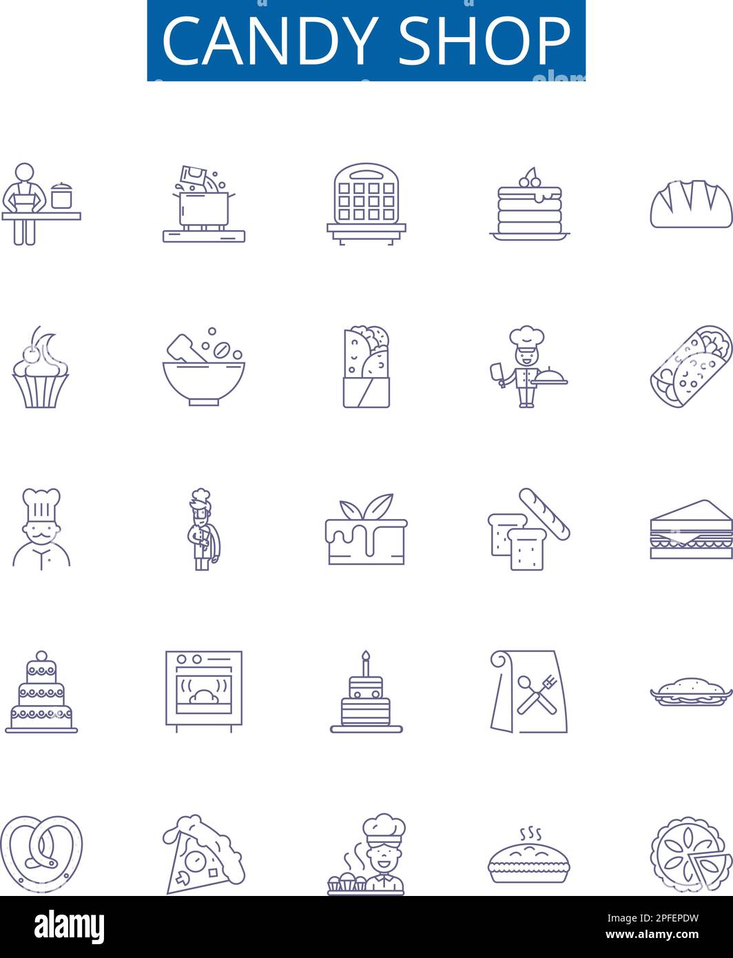 Candy shop line icons signs set. Design collection of Candy, Shop ...