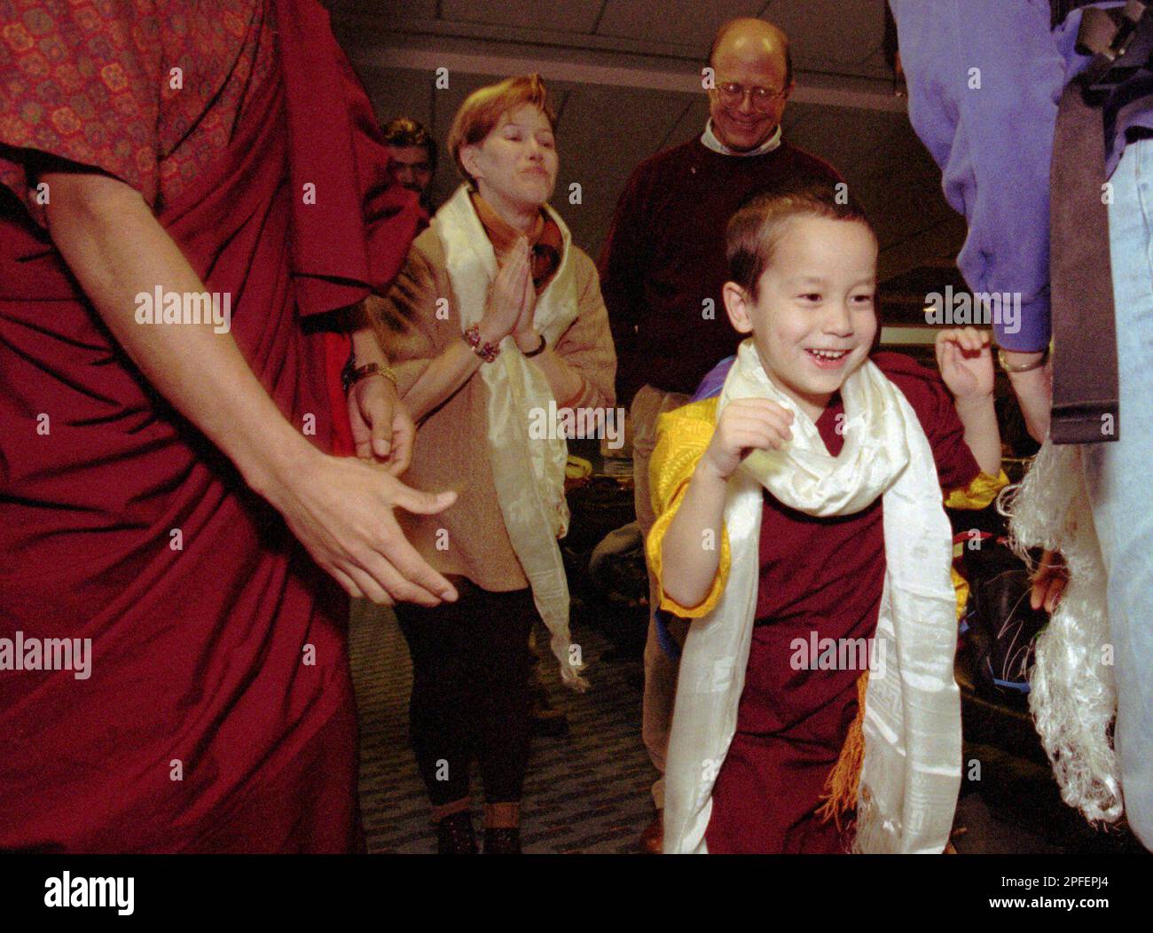 Four-year-old Trulku-la, recognized by Tibetan Buddhists as a high lama ...