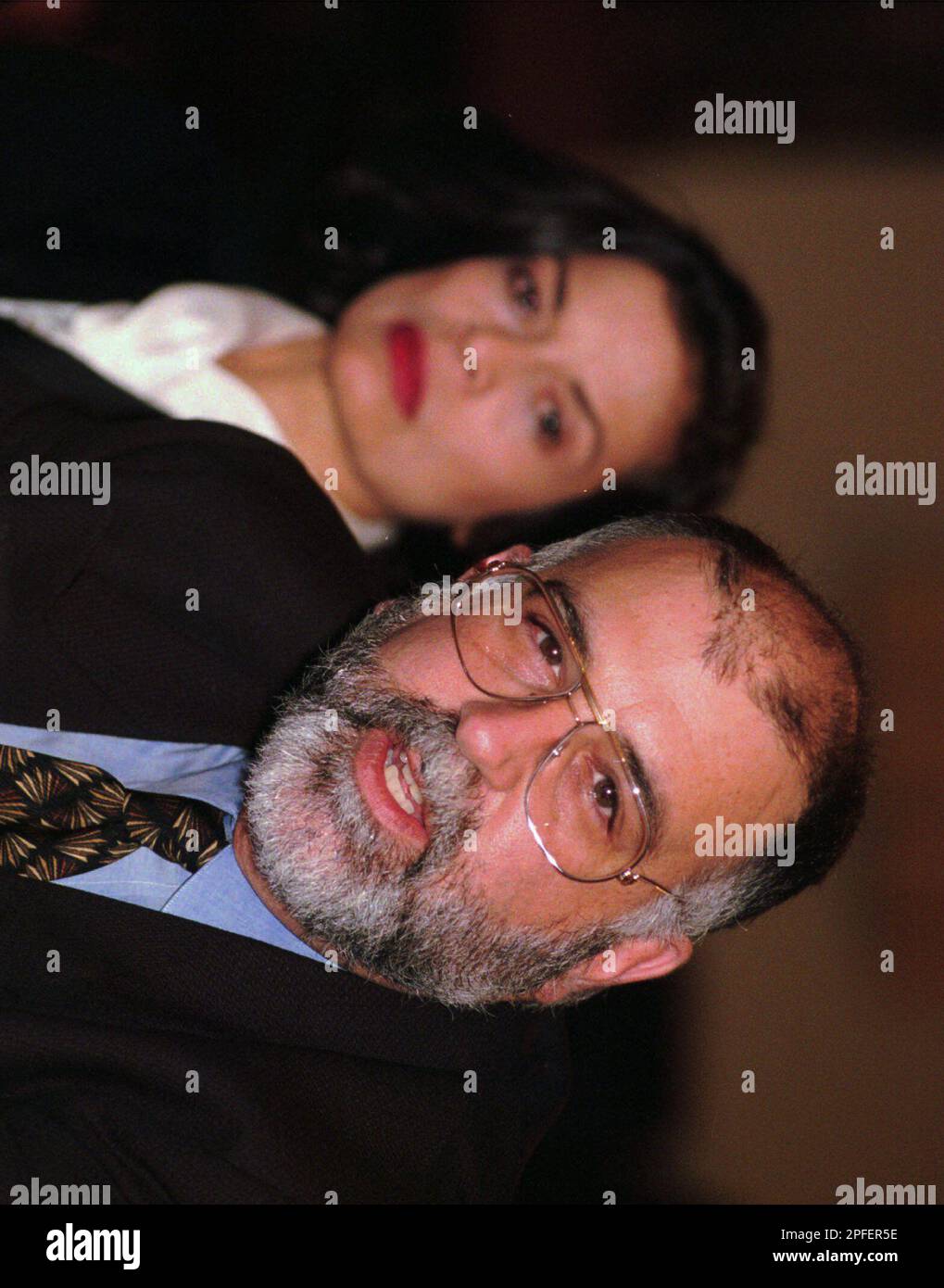 Attorney Jed Stone, front, and Bianca Jagger, a member of the Amnesty ...