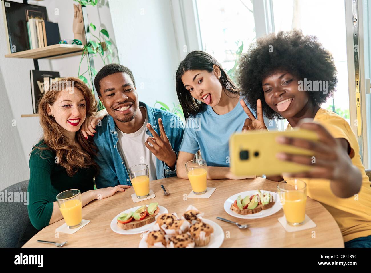 Taking video friends meeting hi-res stock photography and images - Alamy