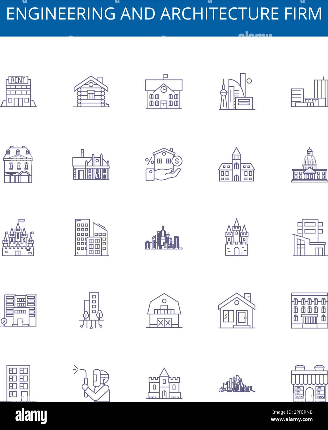Engineering and architecture firm line icons signs set. Design ... Engineering and architecture firm line icons signs set. Design ...