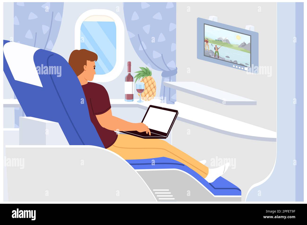 Vector man vip passenger of business class inside airplane Stock Vector ...