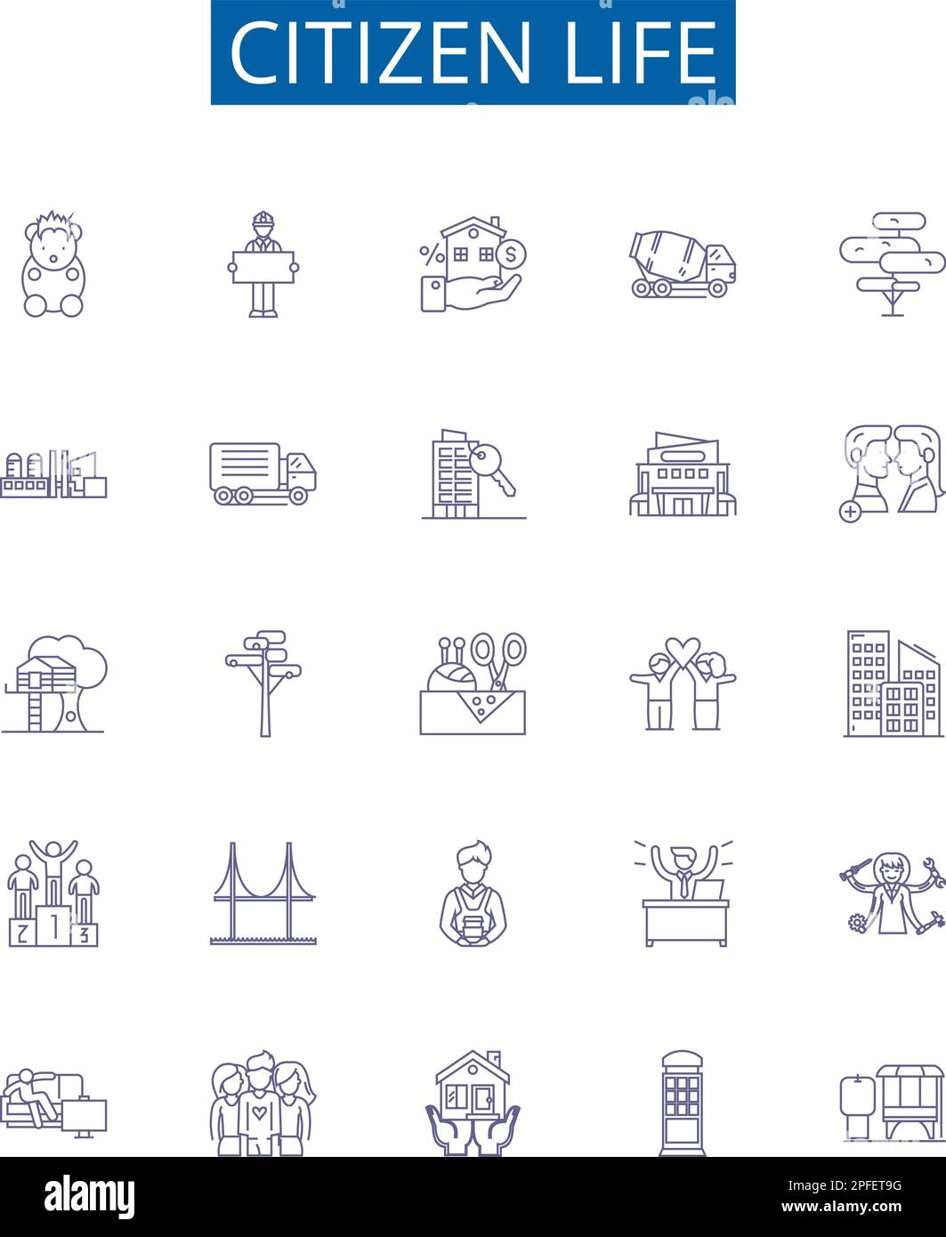 Citizen life line icons signs set. Design collection of Citizen, life ...