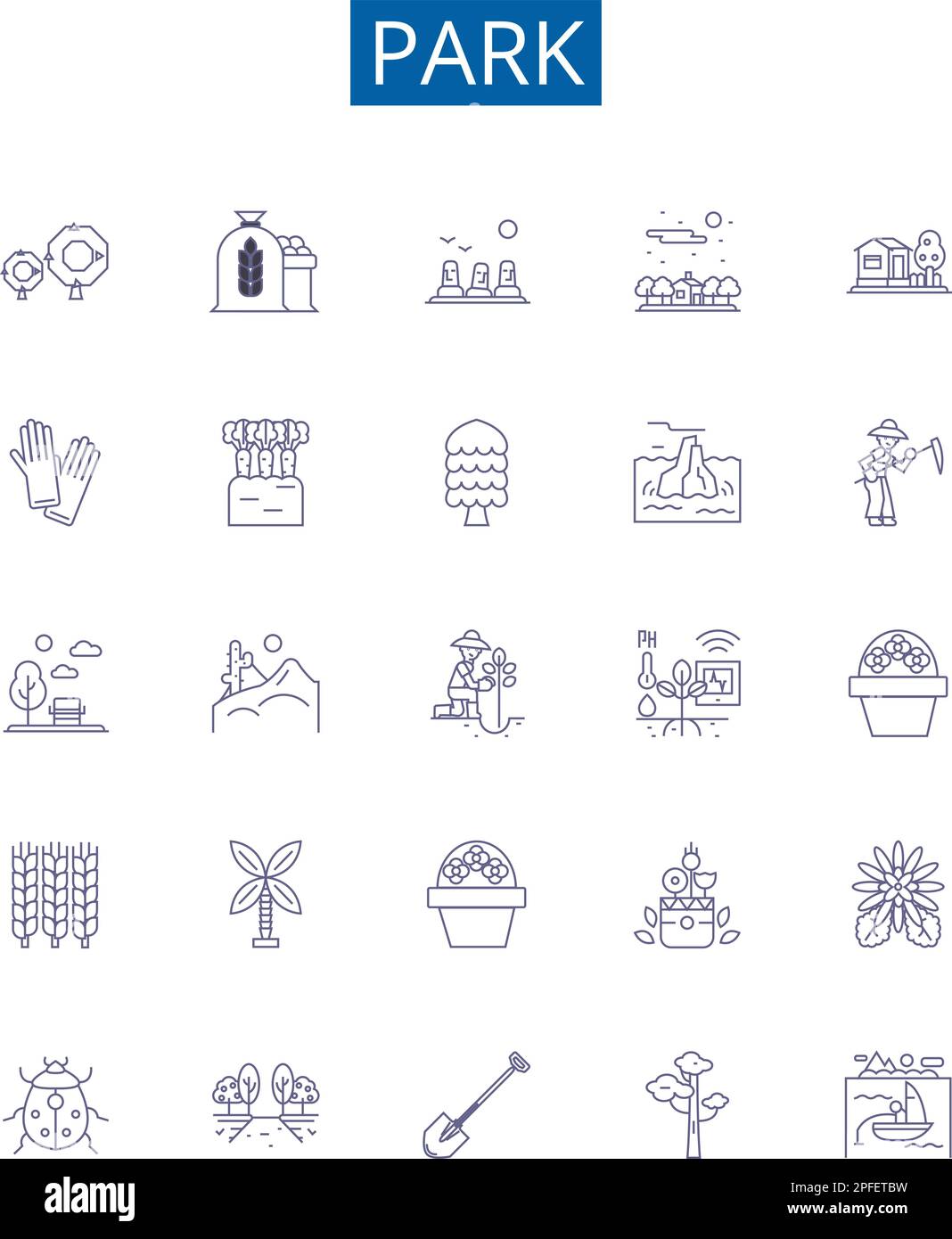 Park line icons signs set. Design collection of Park, Parkland ...