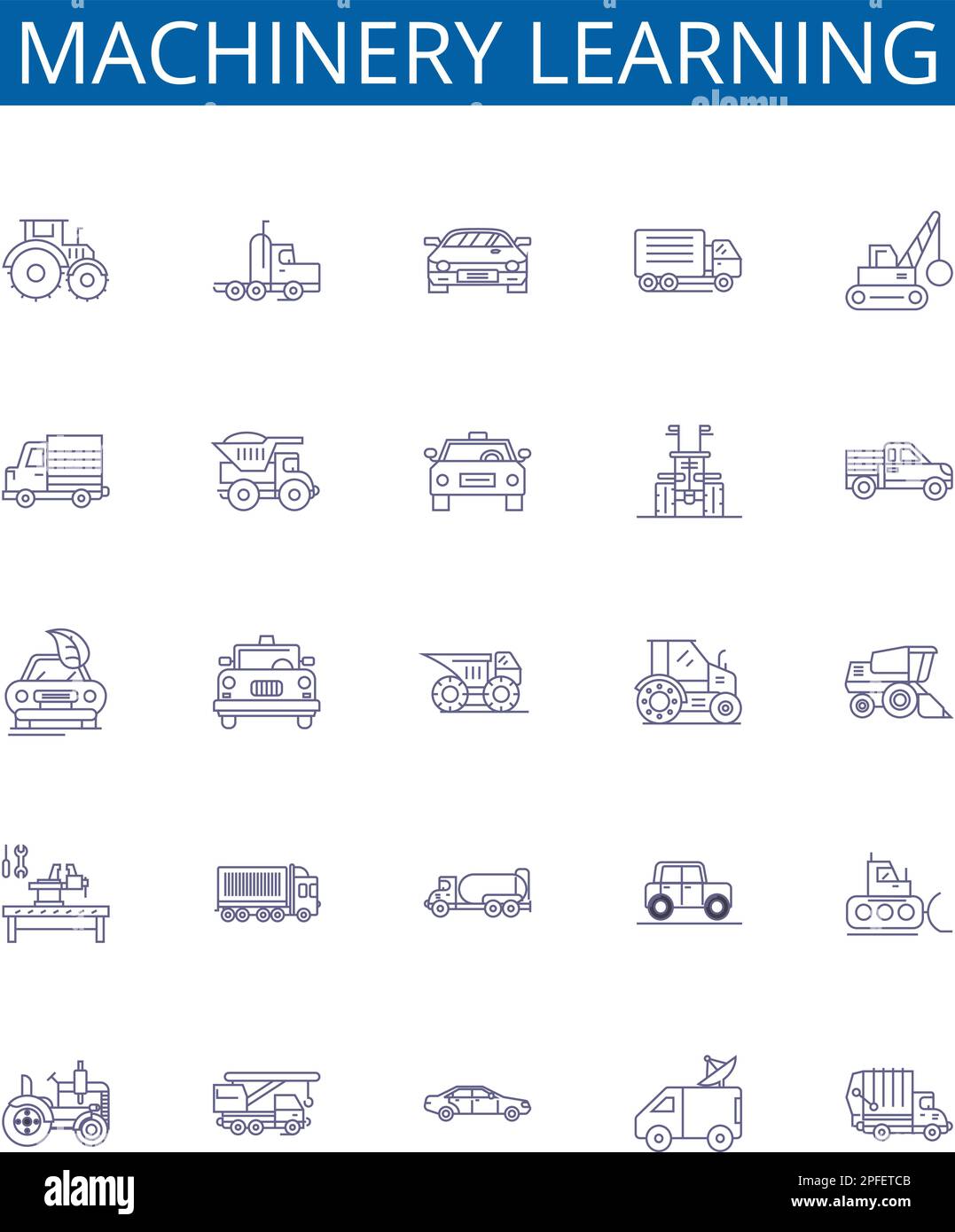 Machinery learning line icons signs set. Design collection of Machine ...