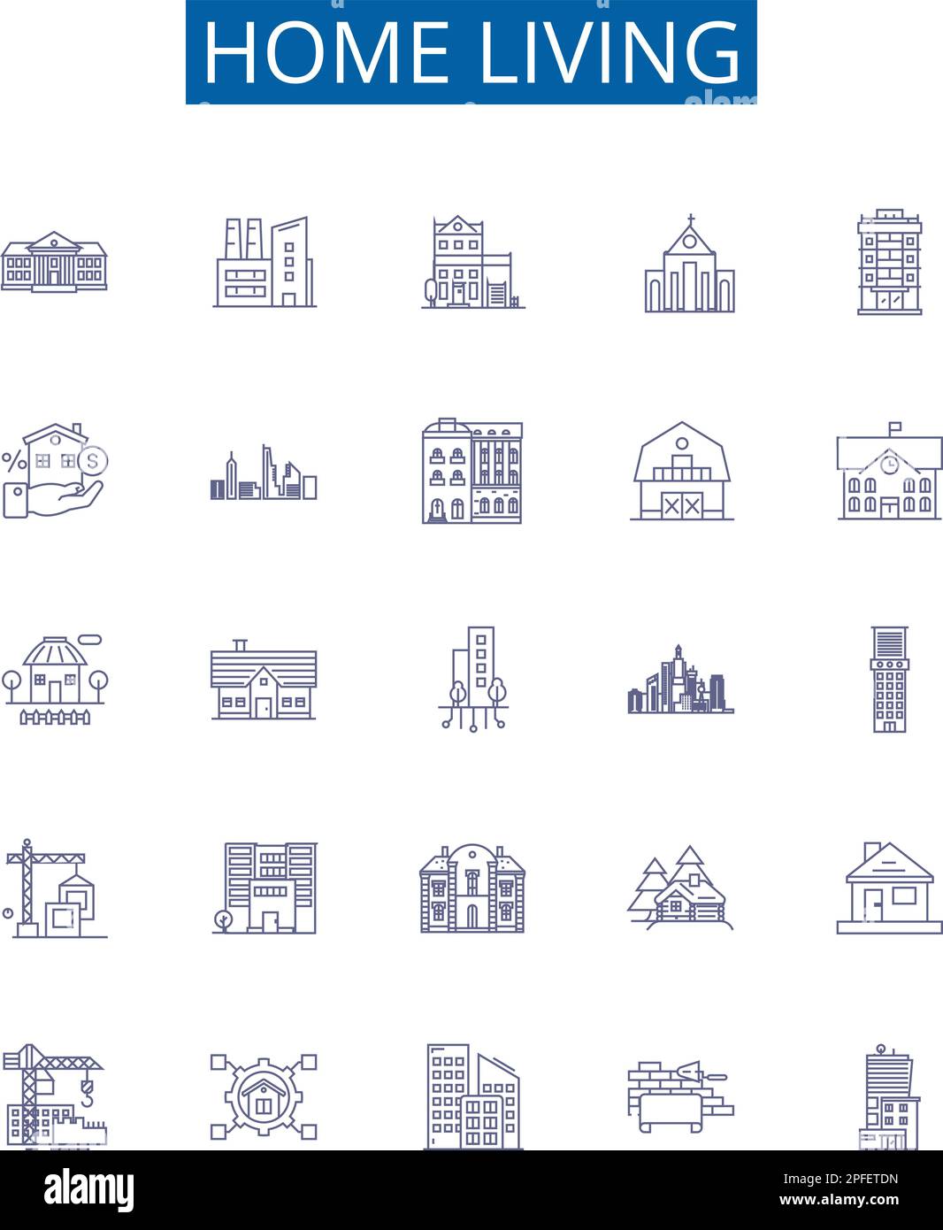 Home living line icons signs set. Design collection of Home, Living ...