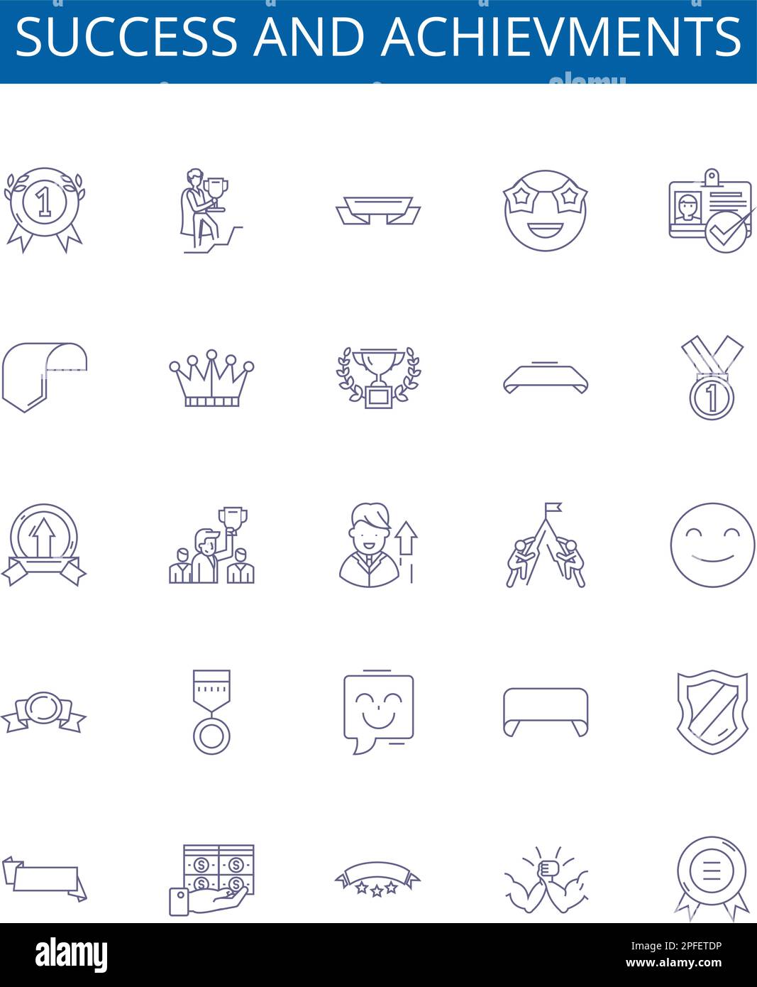 Success and achievments line icons signs set. Design collection of ...