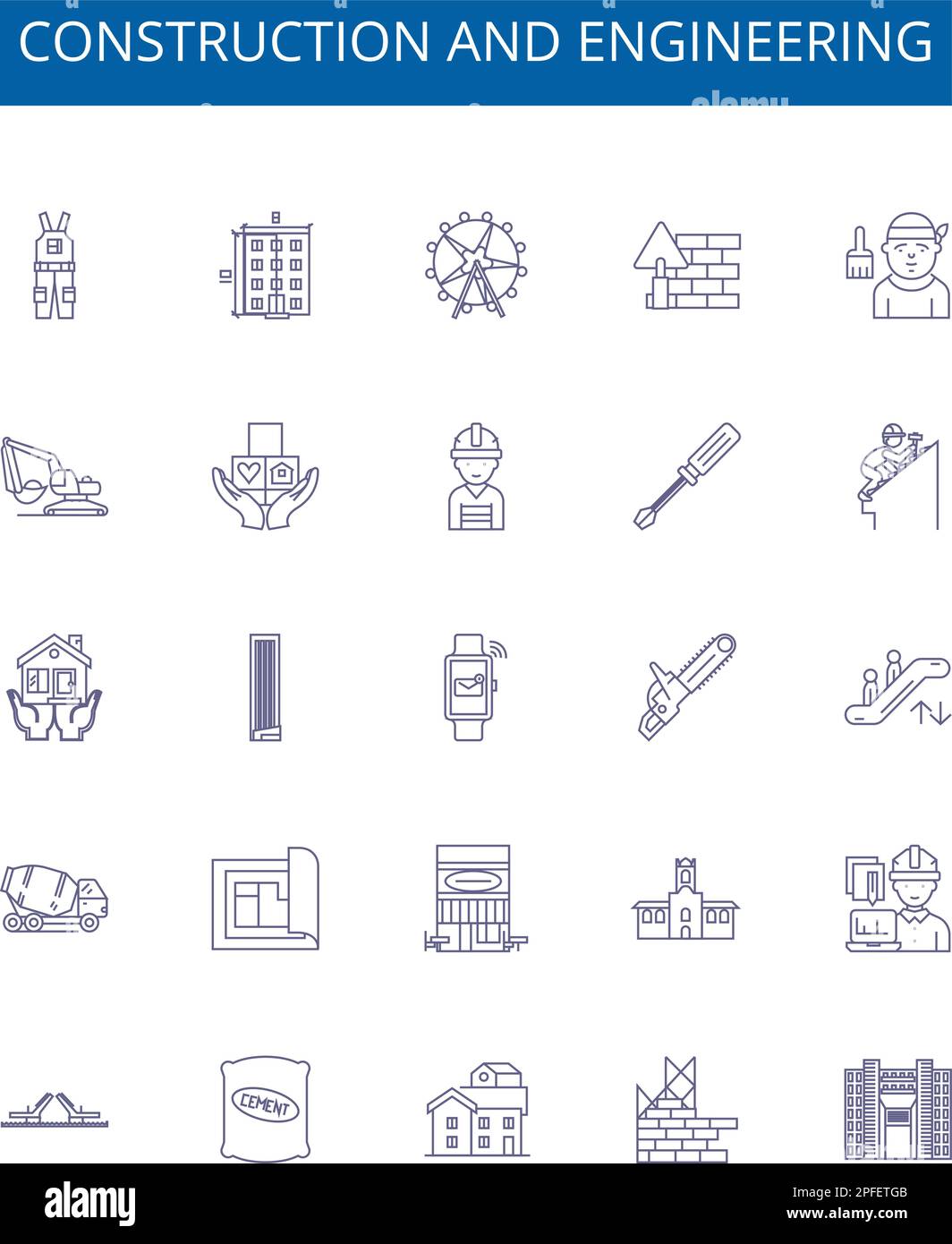 Construction And Engineering Line Icons Signs Set Design Collection Of