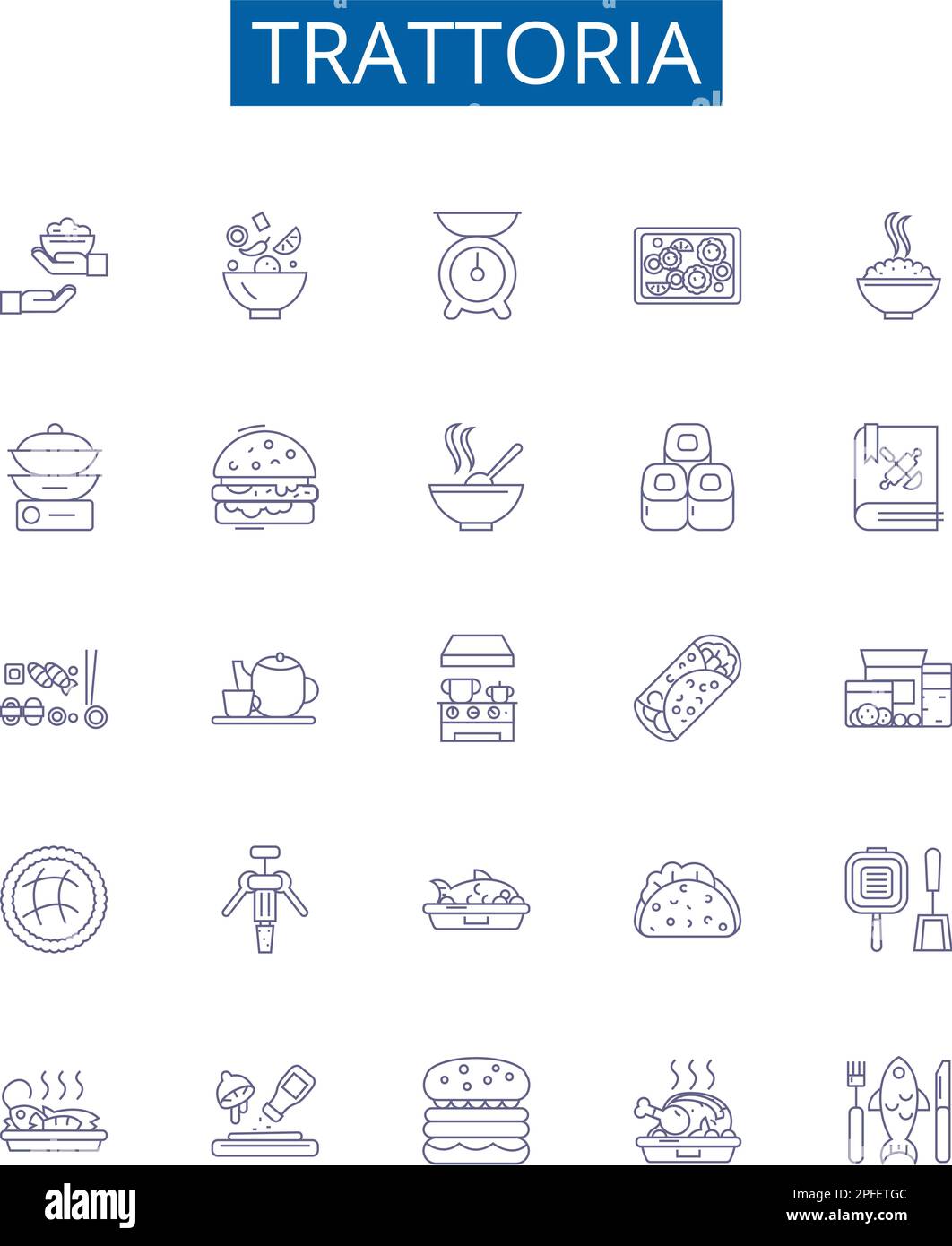 Trattoria line icons signs set. Design collection of Restaurant ...