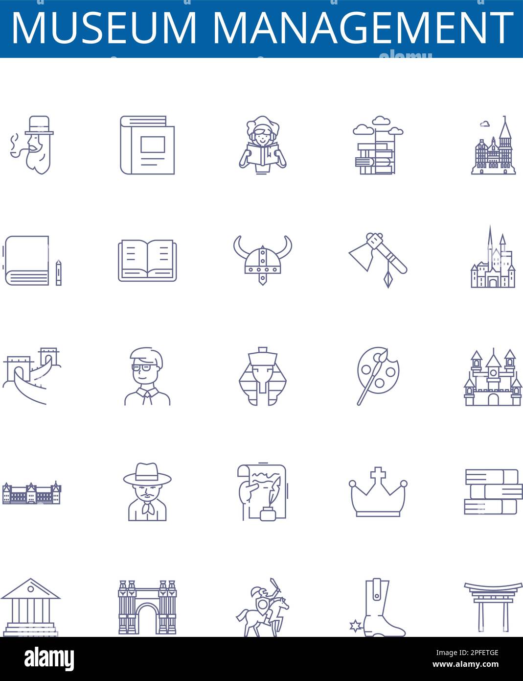 Museum Management Line Icons Signs Set Design Collection Of Curating