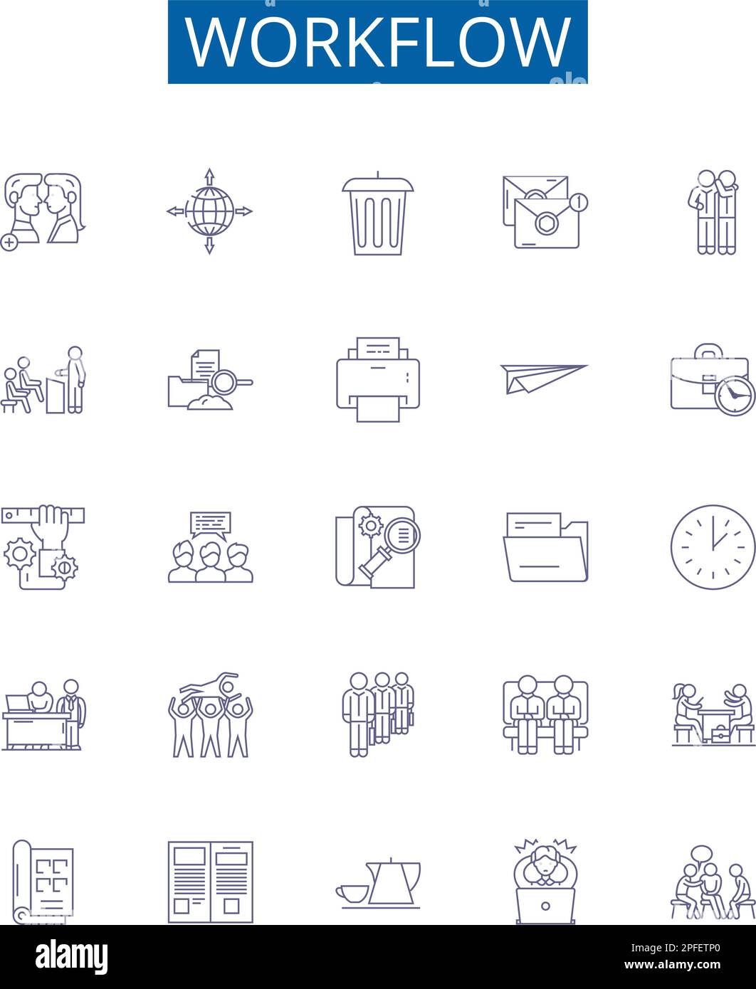Workflow line icons signs set. Design collection of Process, Automation ... Workflow line icons signs set. Design collection of Process, Automation ...