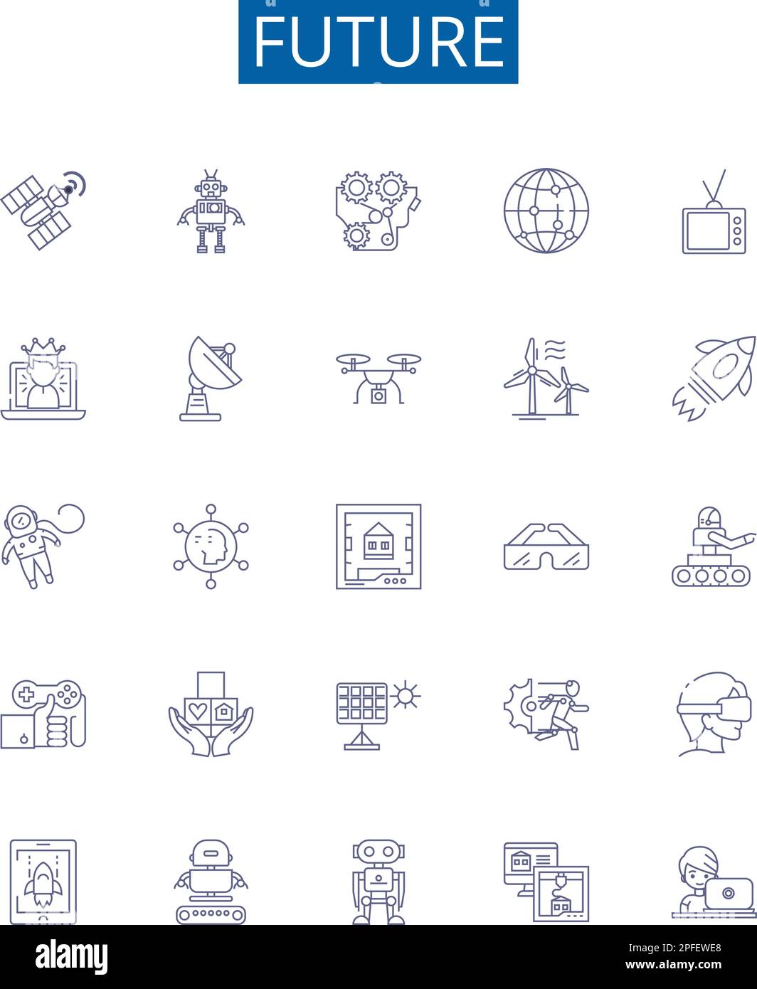 Future line icons signs set. Design collection of Futurity, Prospect ...