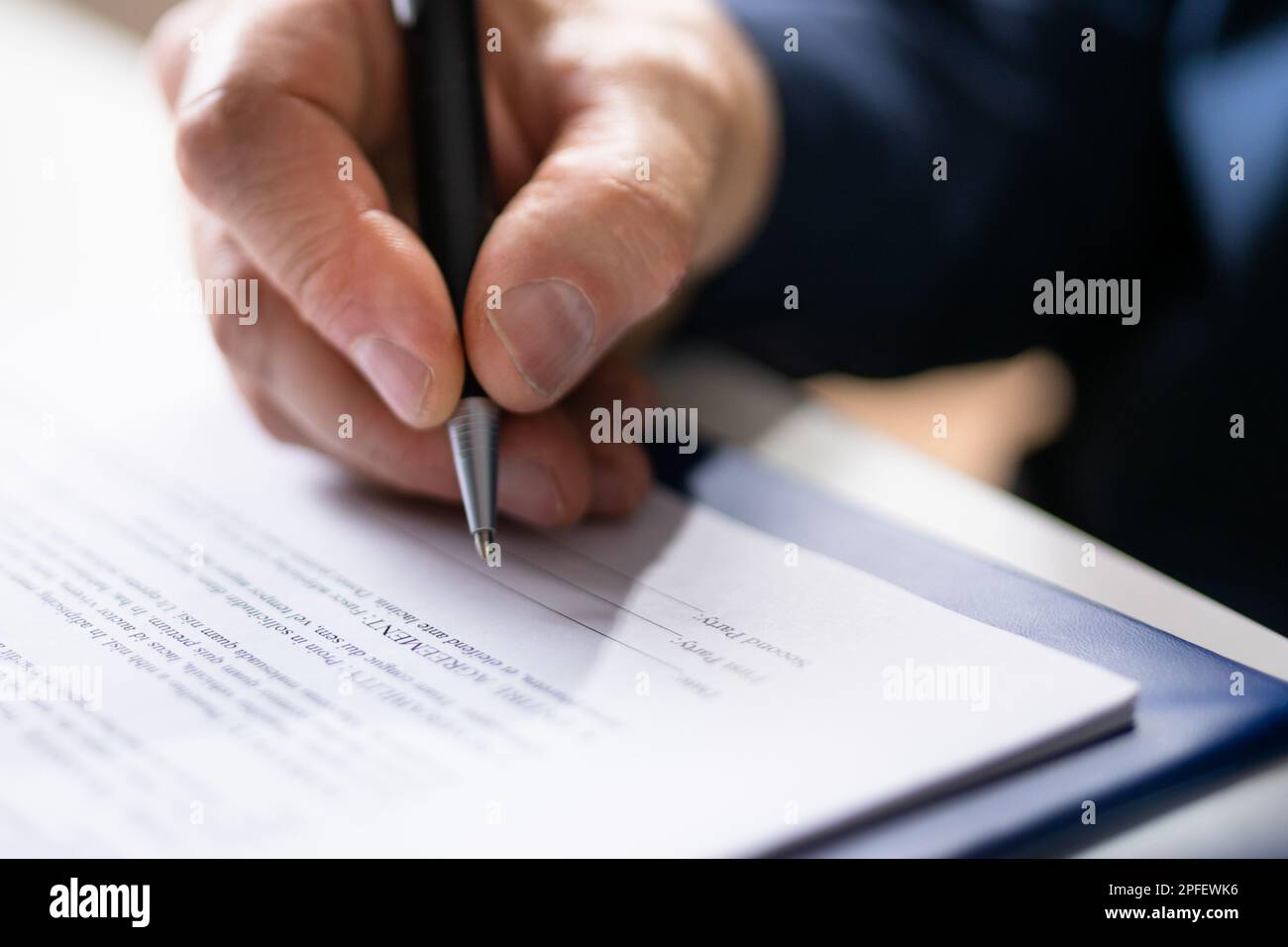 Lawyer Signing Business Contract Legal Document Paper Stock Photo - Alamy