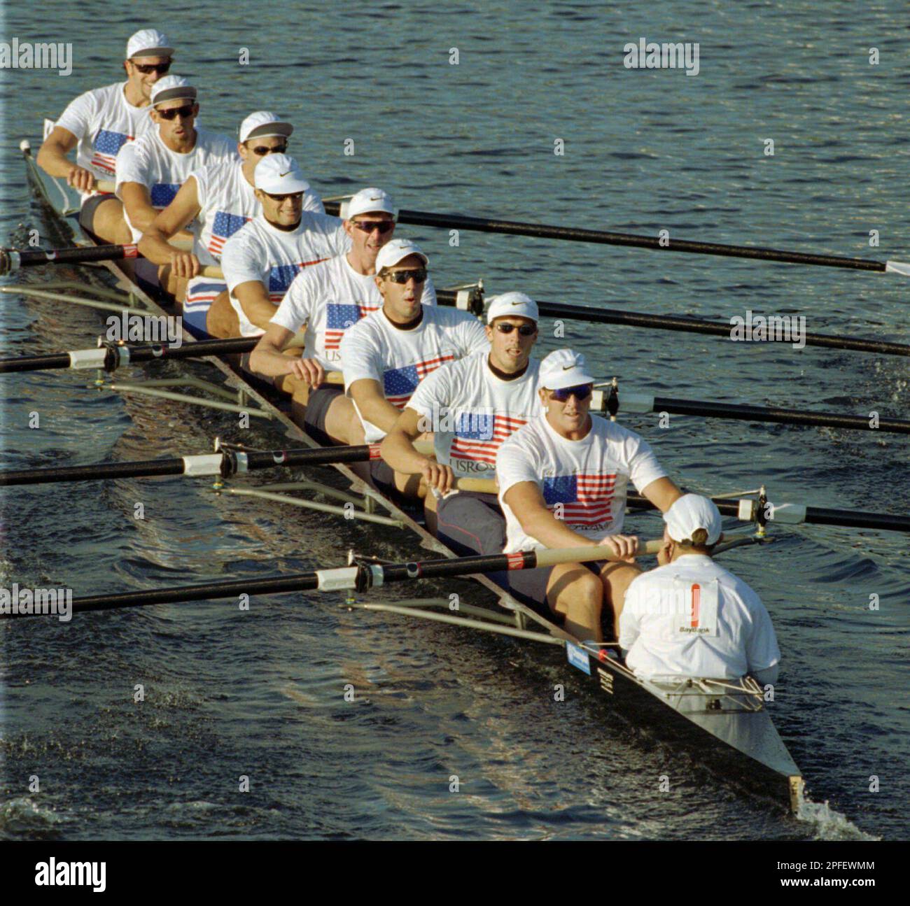 The United States mens' rowing team, including from left, Sean Hall ...