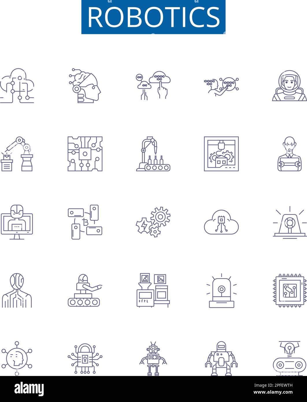 Robotics line icons signs set. Design collection of Robotics ... Robotics line icons signs set. Design collection of Robotics ...