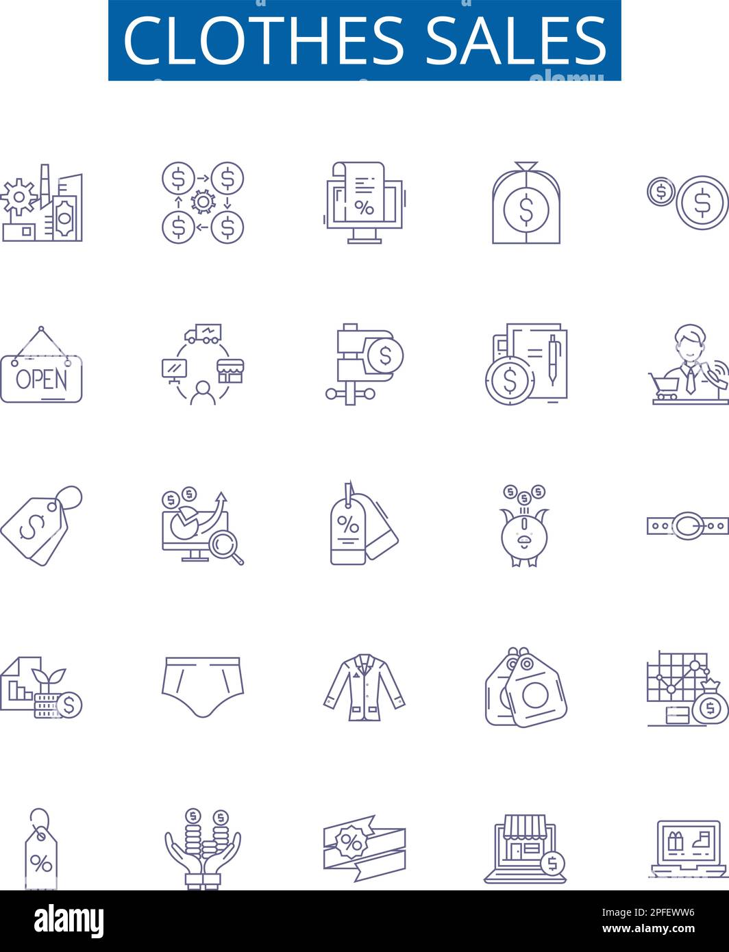 Clothes sales line icons signs set. Design collection of Clothing ...