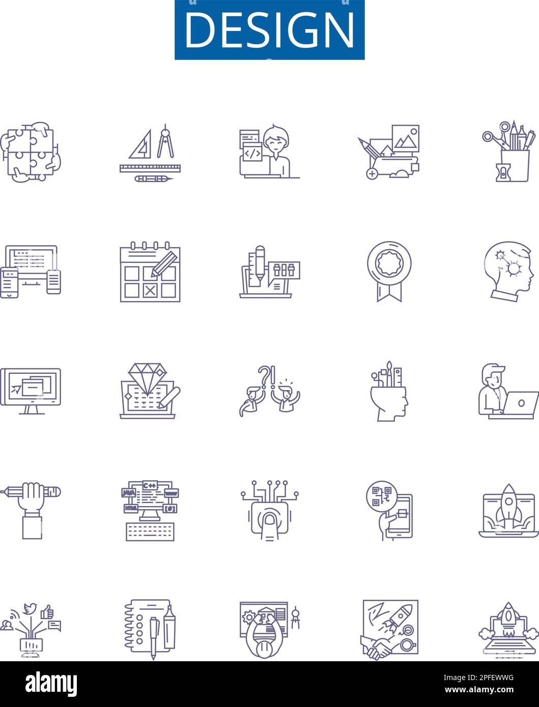 Design line icons signs set. Design collection of Design, creativity ...