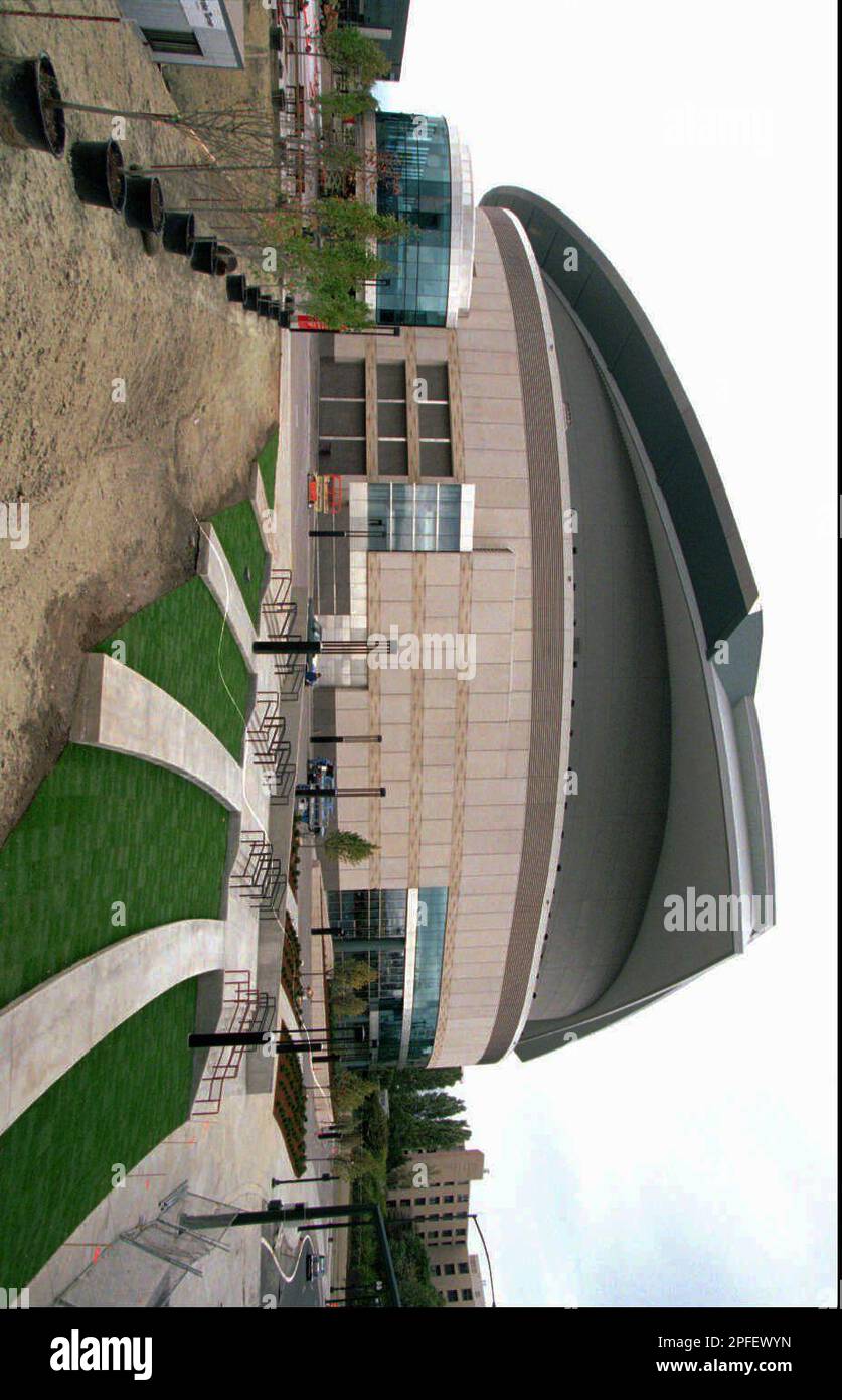 The Rose Garden arena, with it's stylized roofline, stands ready in ...
