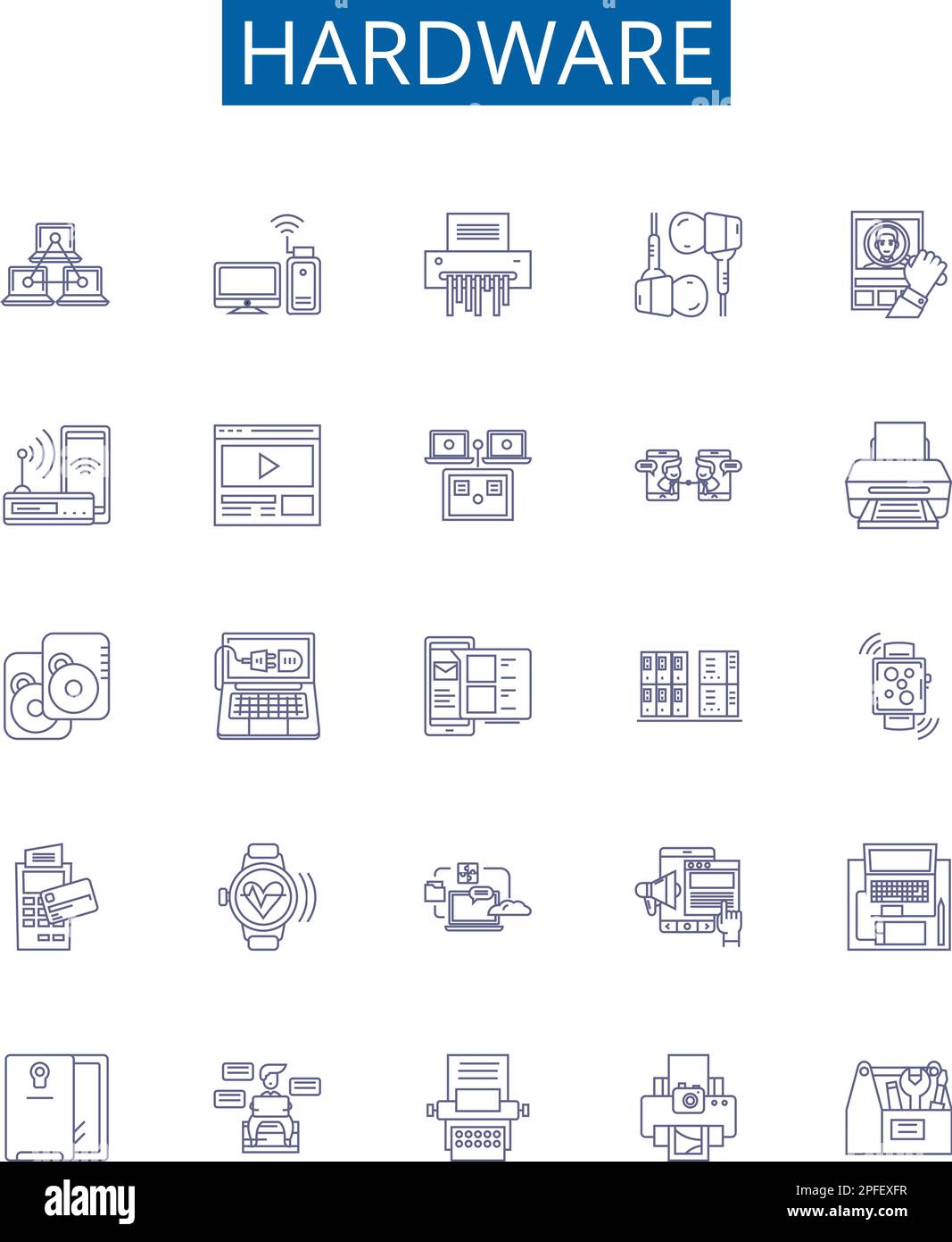 Hardware line icons signs set. Design collection of Hardware ... Hardware line icons signs set. Design collection of Hardware ...