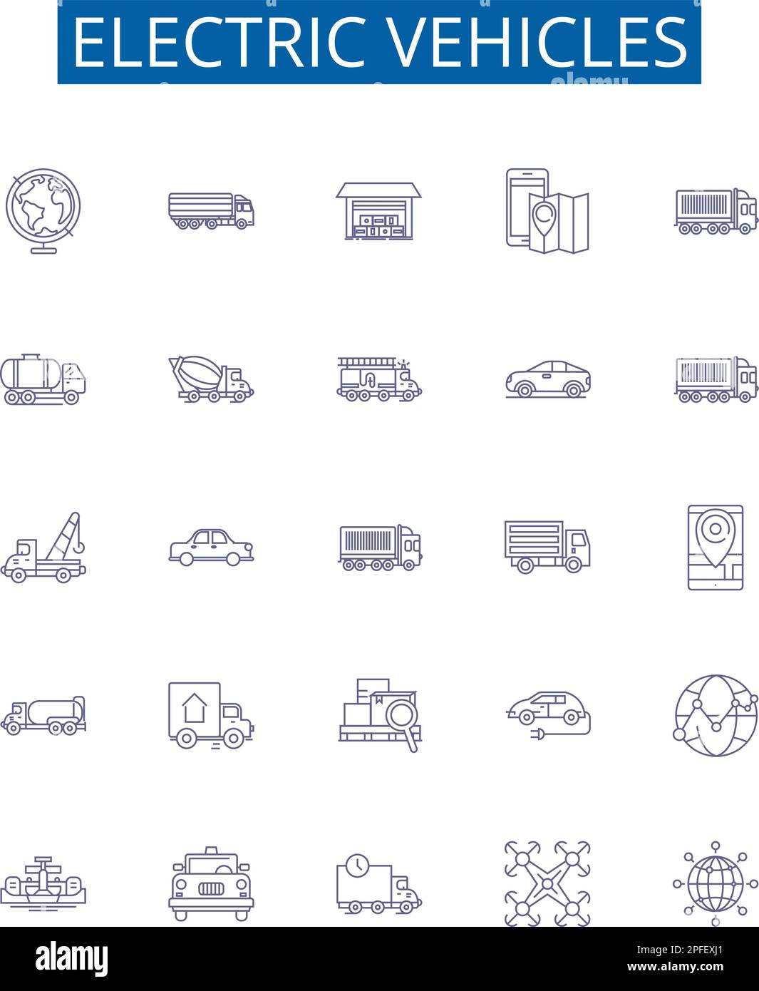 Electric vehicles line icons signs set. Design collection of Electric ...