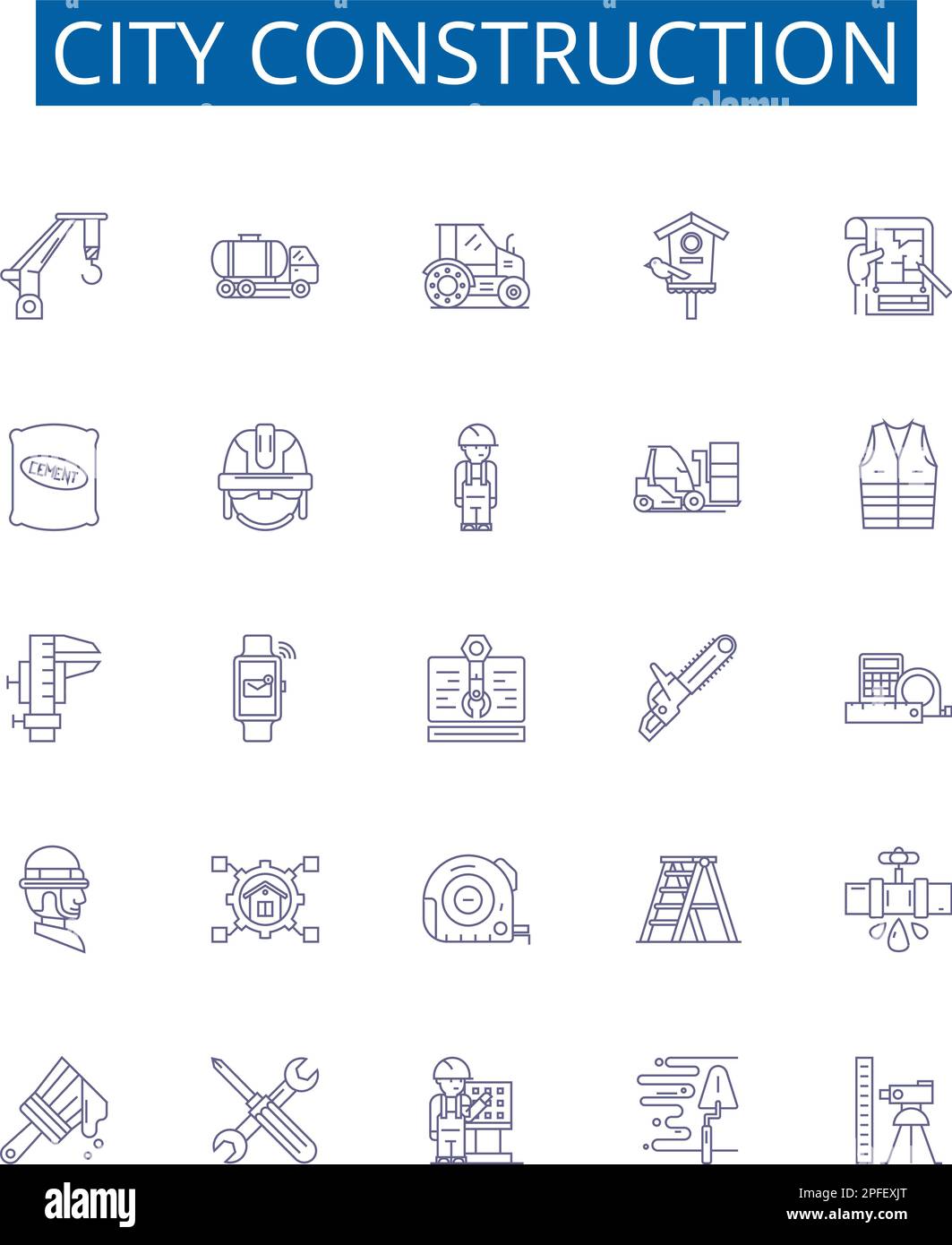 City construction line icons signs set. Design collection of Urbanism ...