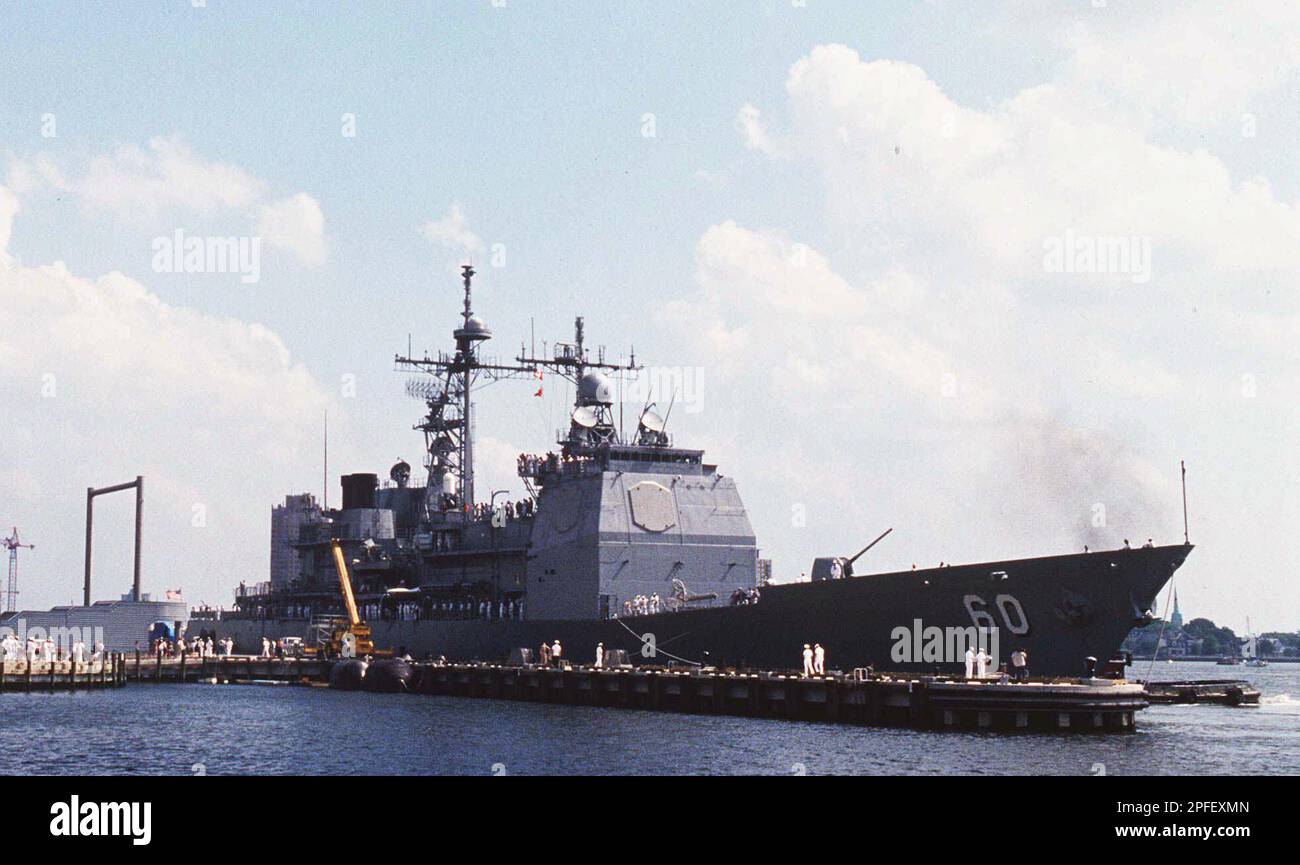 The U.S. cruiser USS Normandy, shown in a June 29, 1994 photo, fired 13 ...