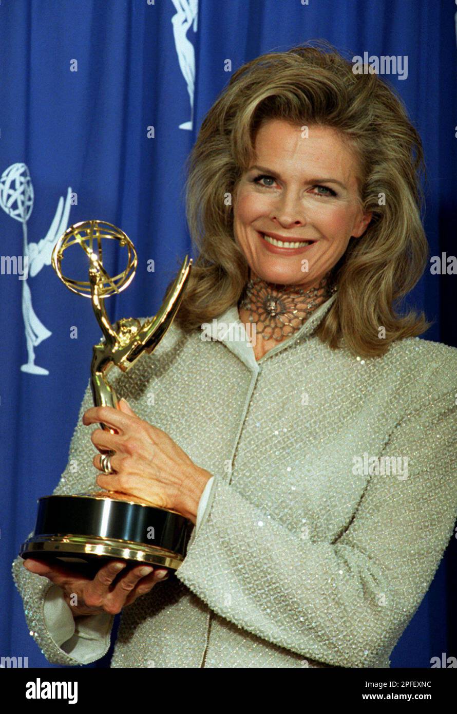 Candice Bergen holds her Emmy which she won for Outstanding Lead ...