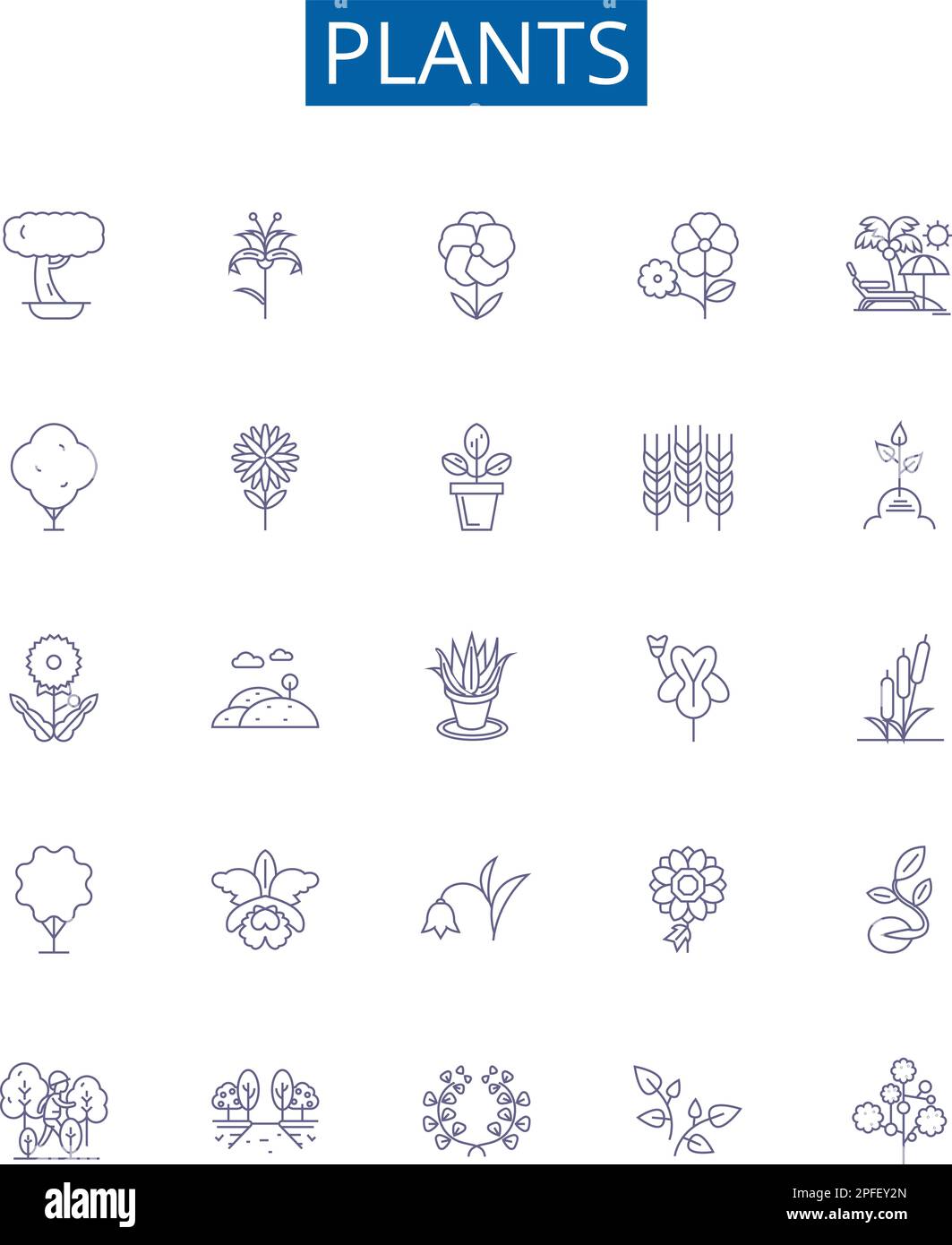 Plants line icons signs set. Design collection of Flora, Growth ...