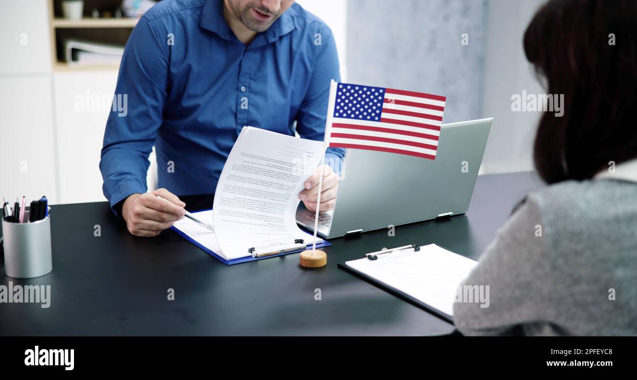 US Immigration Application And Consular Visa Interview Stock Photo - Alamy