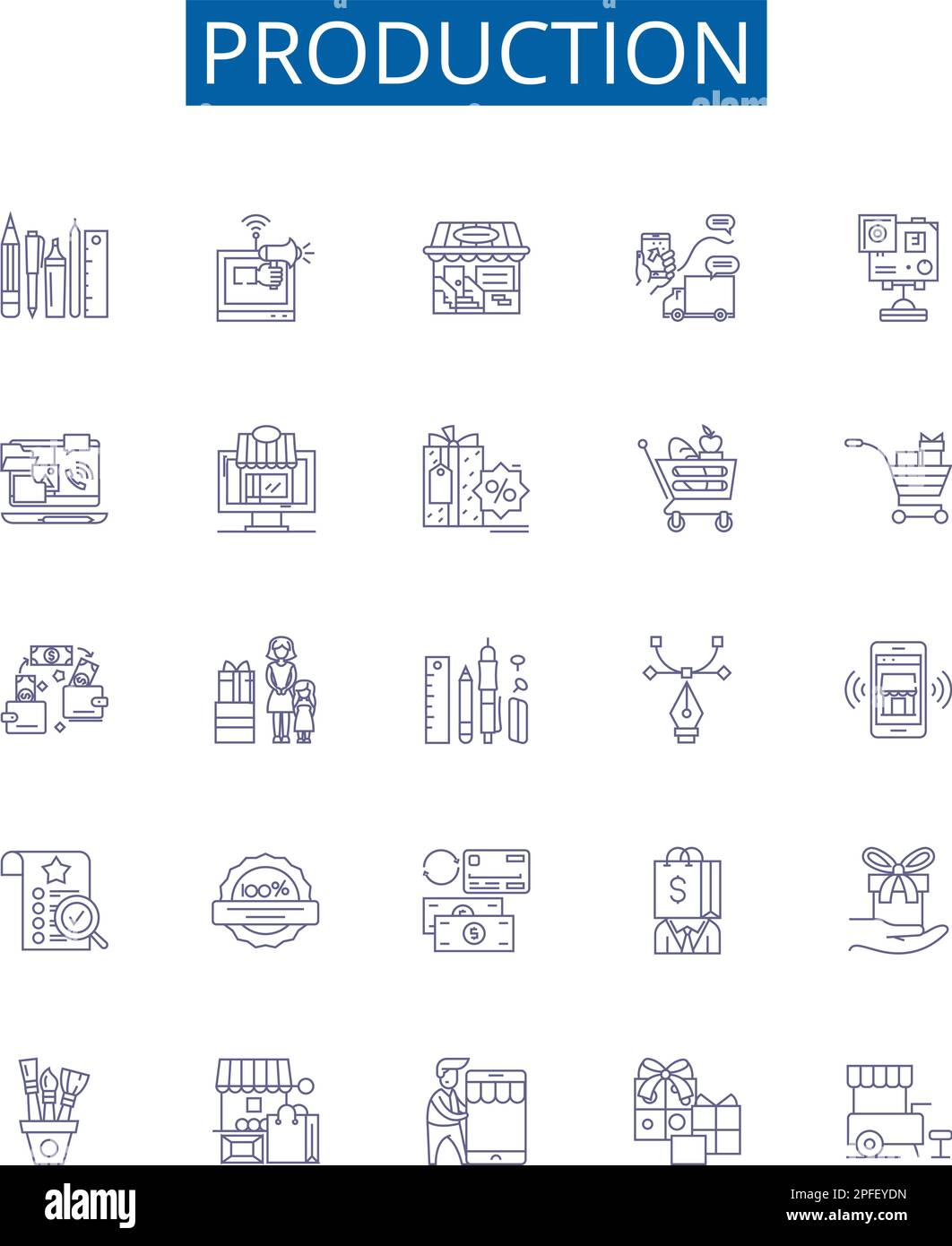 Production line icons signs set. Design collection of Producing ...