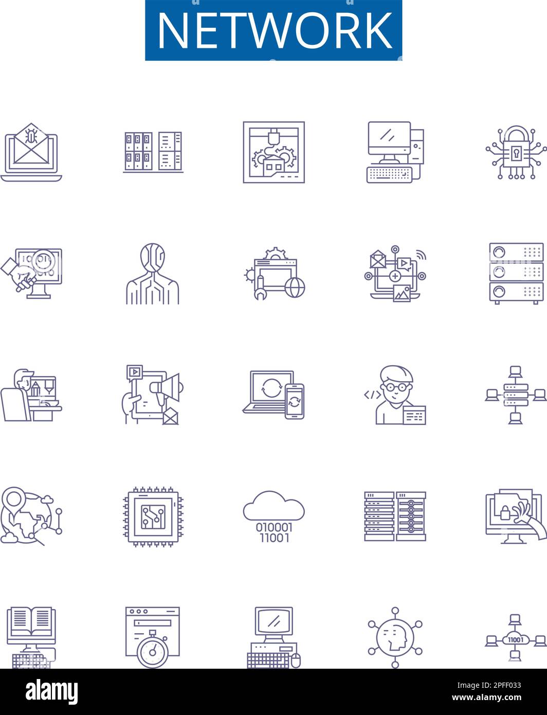 Network line icons signs set. Design collection of Network, Technology ... Network line icons signs set. Design collection of Network, Technology ...