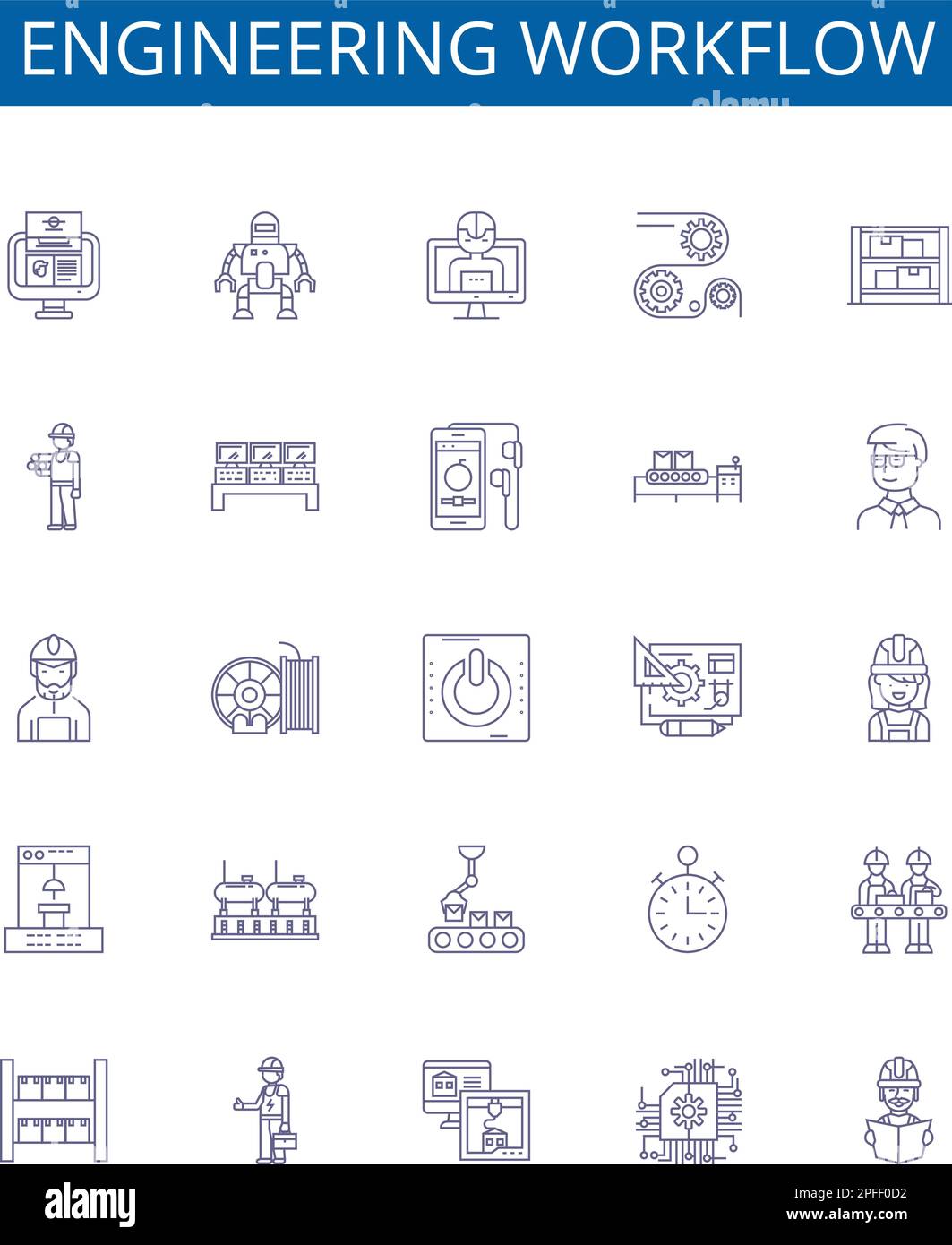 Engineering workflow line icons signs set. Design collection of ... Engineering workflow line icons signs set. Design collection of ...