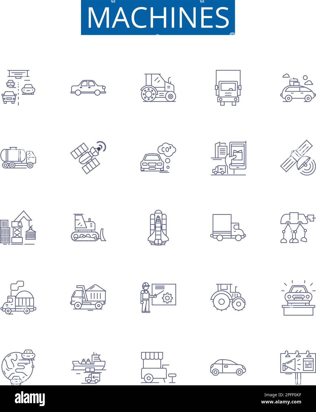 Machines line icons signs set. Design collection of Robots, Automata, Computers, Electronics ...