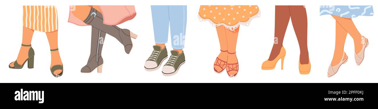 Woman shoes on legs vector illustration on white Stock Vector Image ...