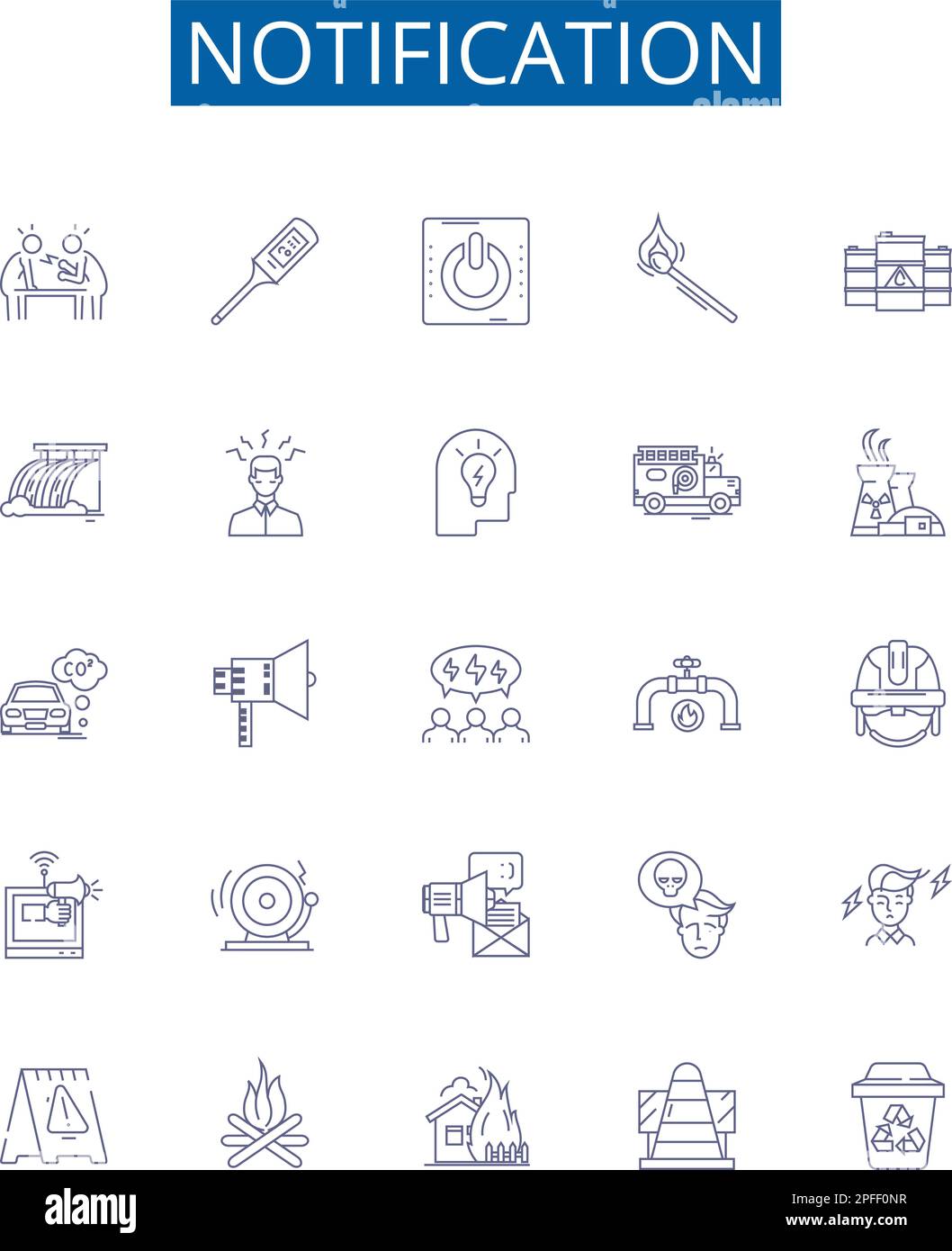 Notification line icons signs set. Design collection of Alert, Reminder ...