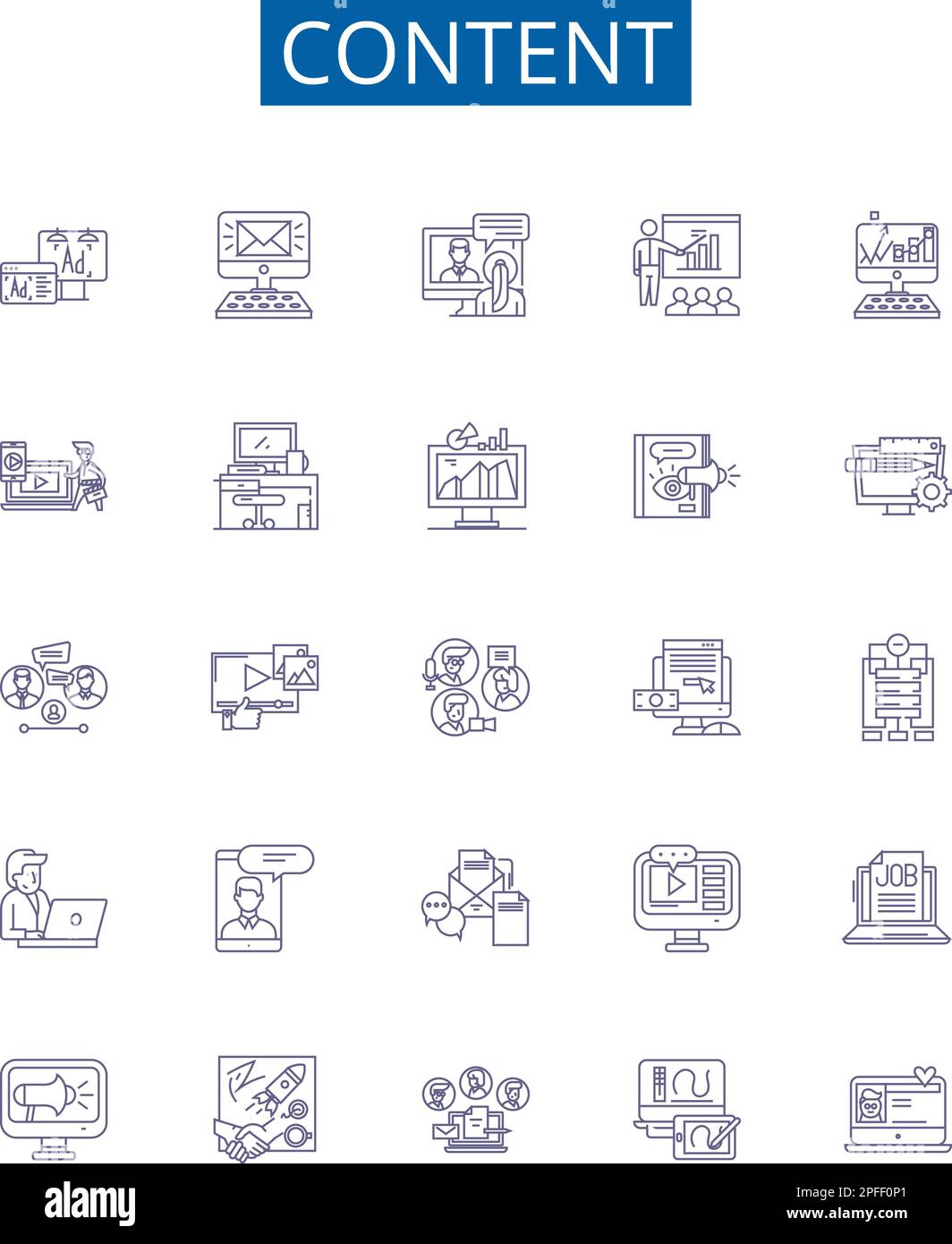 Content line icons signs set. Design collection of Content, Writing ...