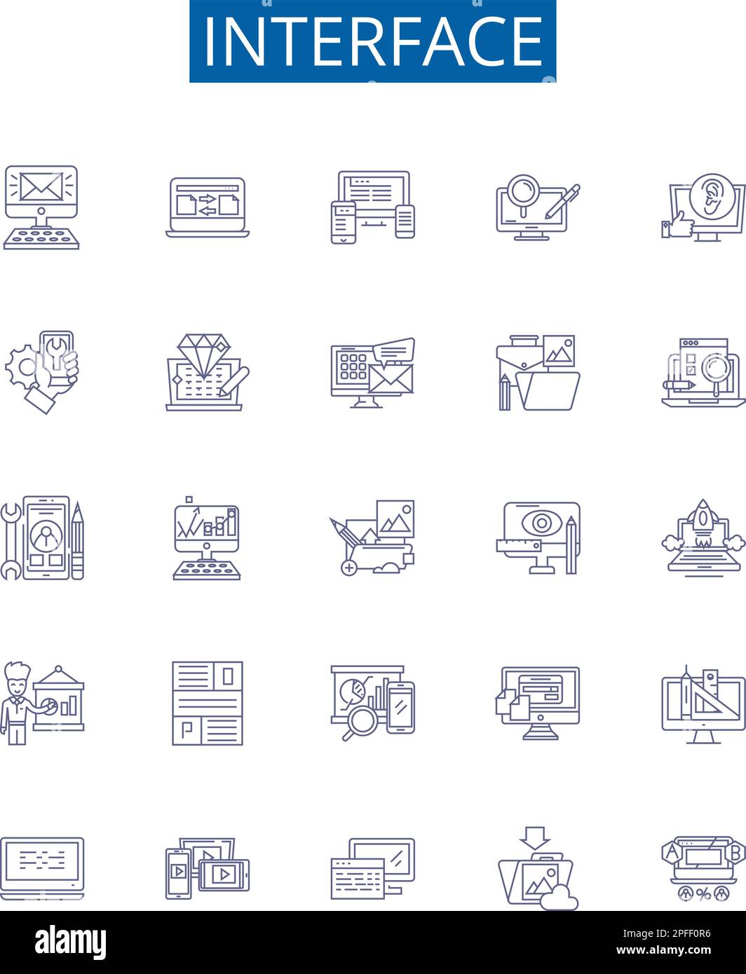 Interface line icons signs set. Design collection of Interface, Graphical, User, GUI, Toolkit ...