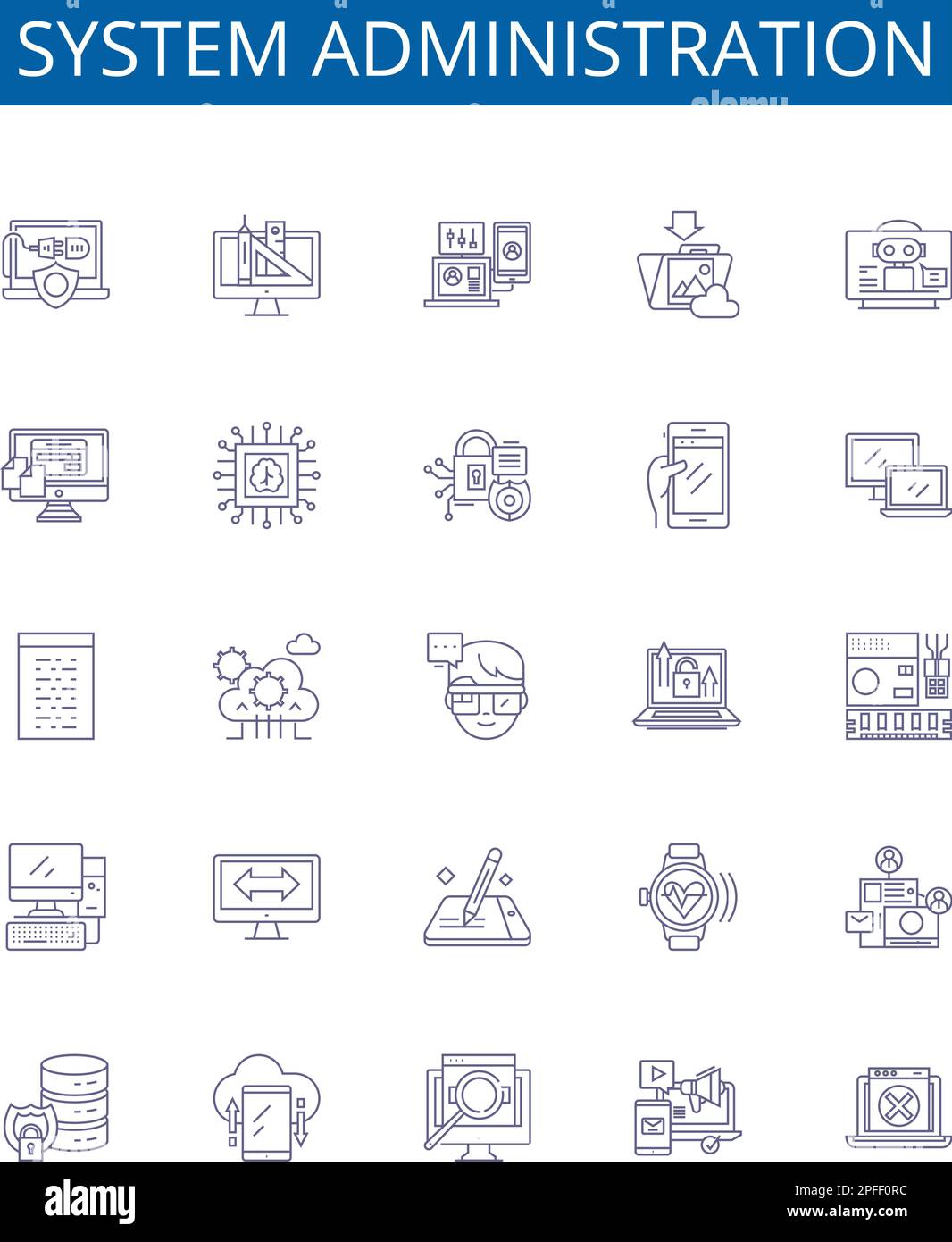 System Administration Line Icons Signs Set Design Collection Of Sysadmin Admin Network