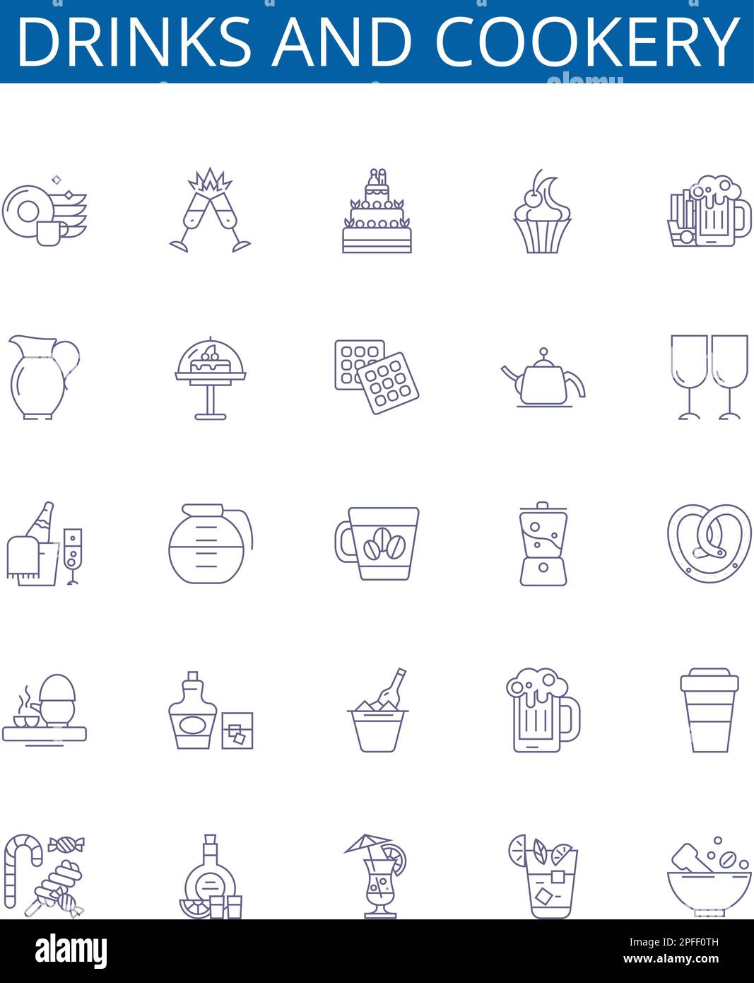 Drinks and cookery line icons signs set. Design collection of Beverages ...