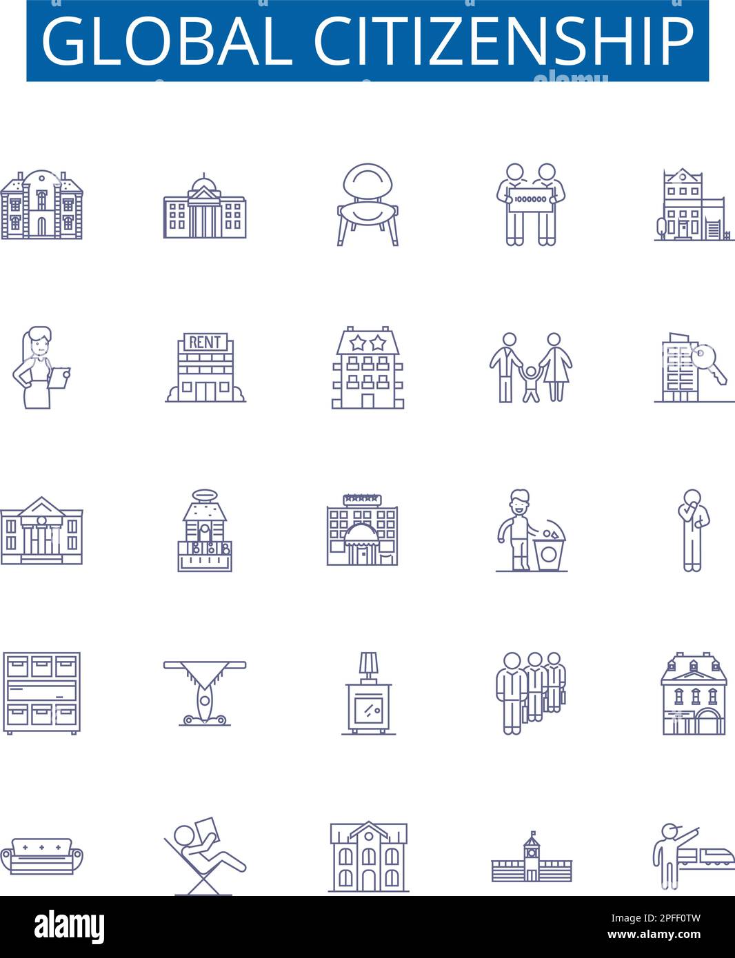 Global citizenship line icons signs set. Design collection of ...