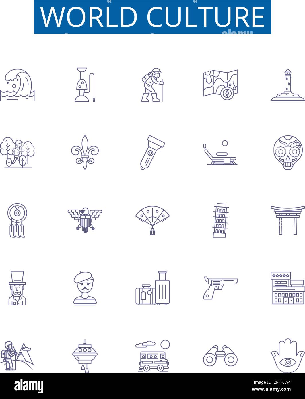 World culture line icons signs set. Design collection of Culture, World ...