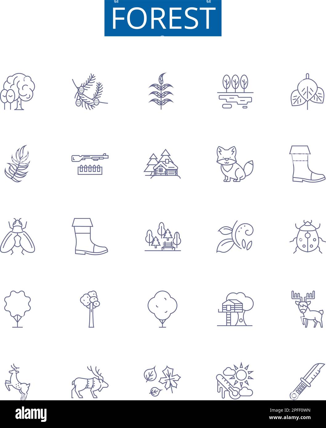 Forest line icons signs set. Design collection of Woodland, Trees ...