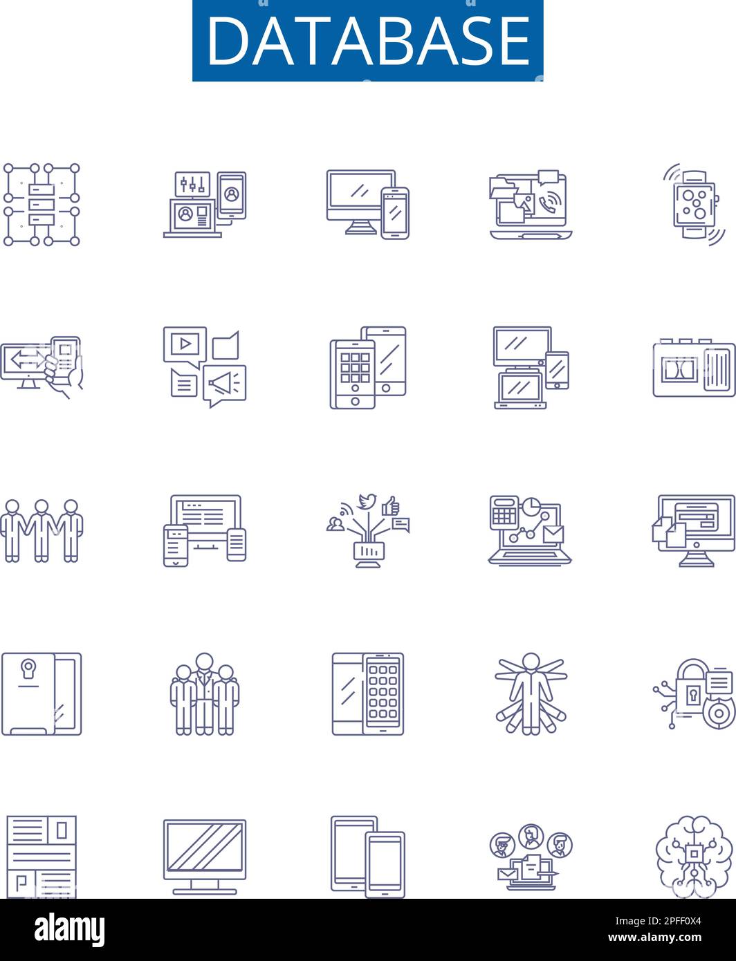 Database line icons signs set. Design collection of Database, Store, Records, Storage ...