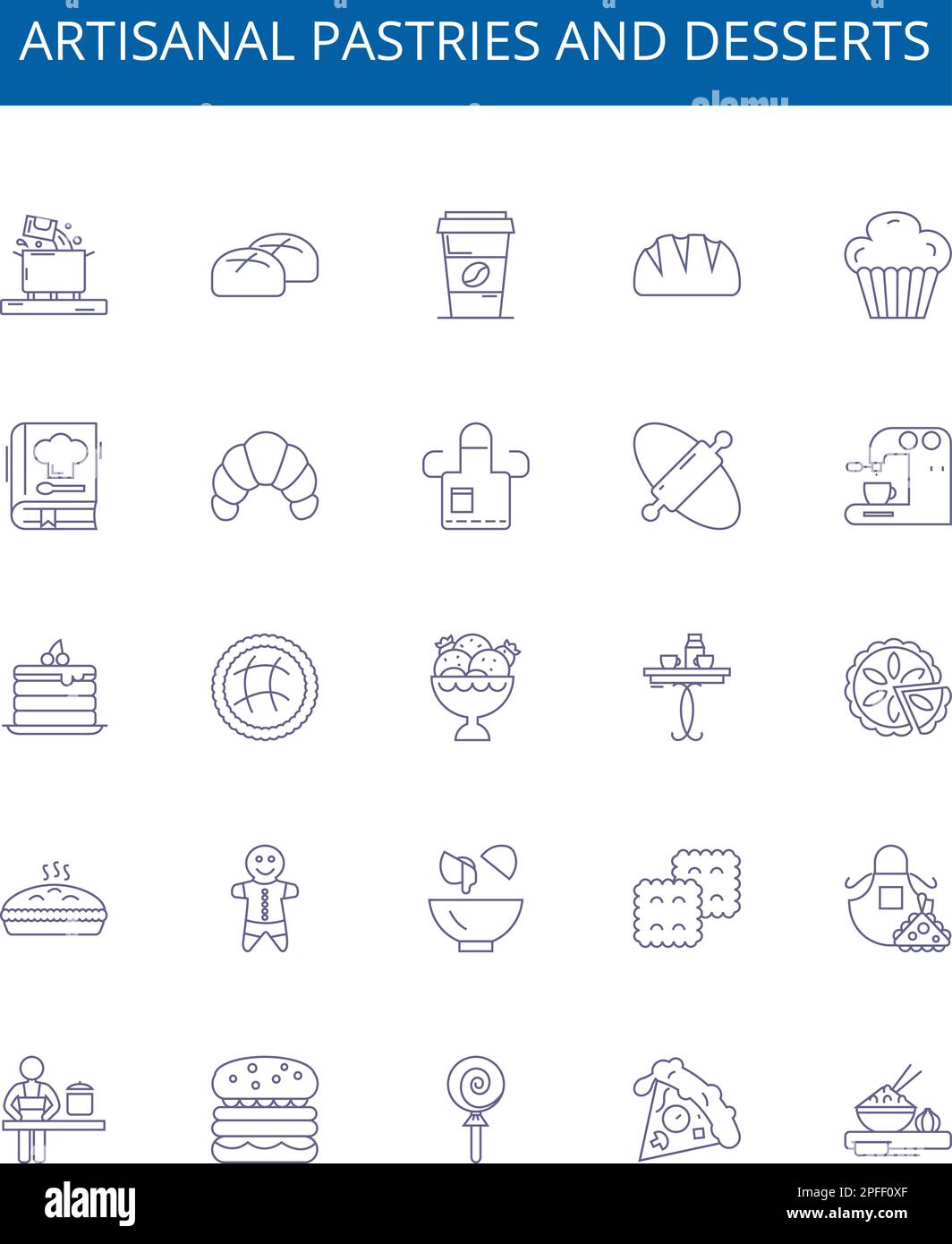 Artisanal pastries and desserts line icons signs set. Design collection of Confections, Pastries ...
