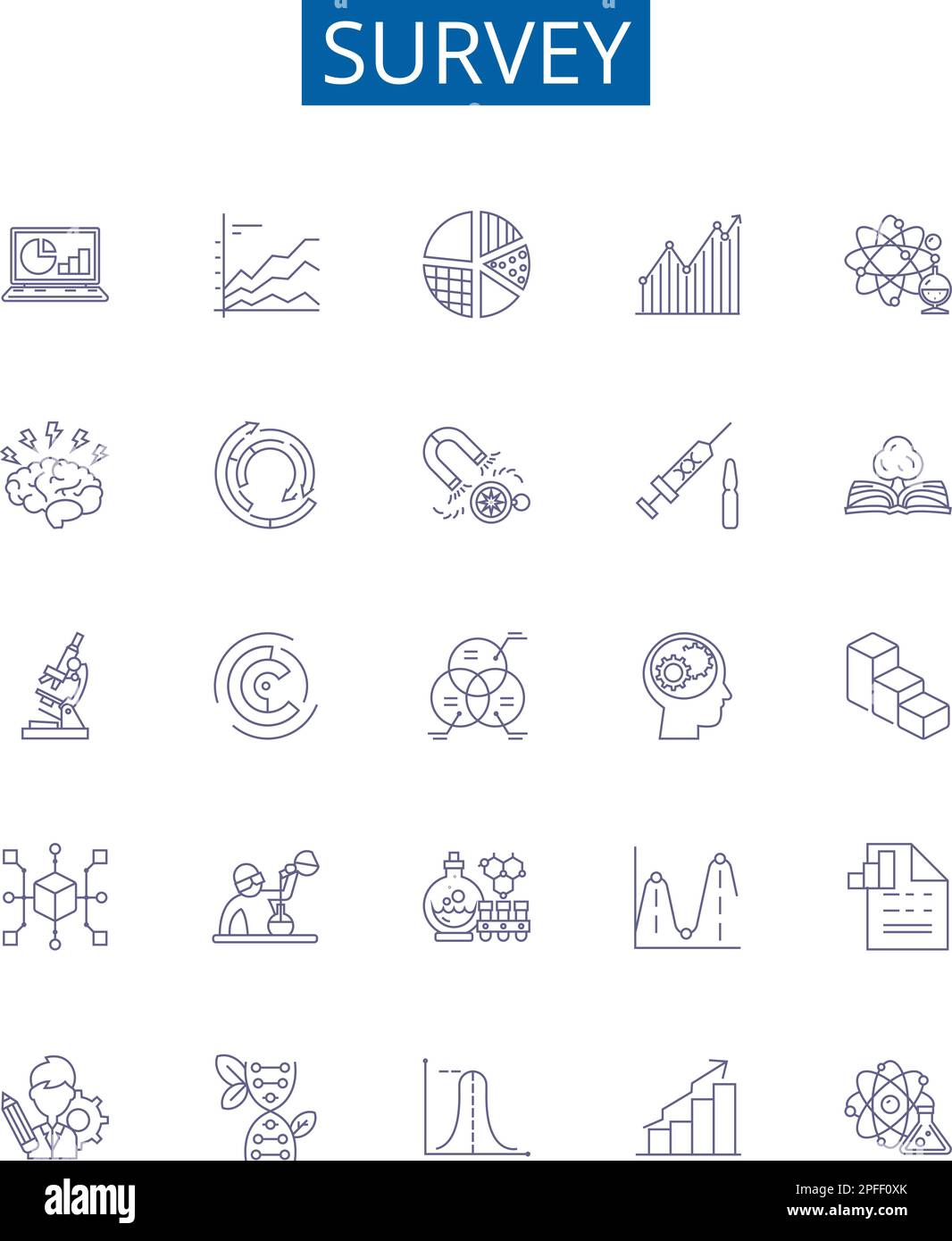 Survey line icons signs set. Design collection of Questionnaire, Poll, Research, Assessment ...