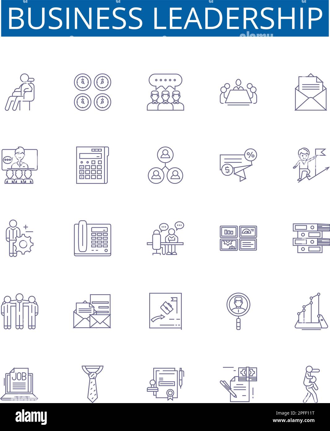 Business leadership line icons signs set. Design collection of ...